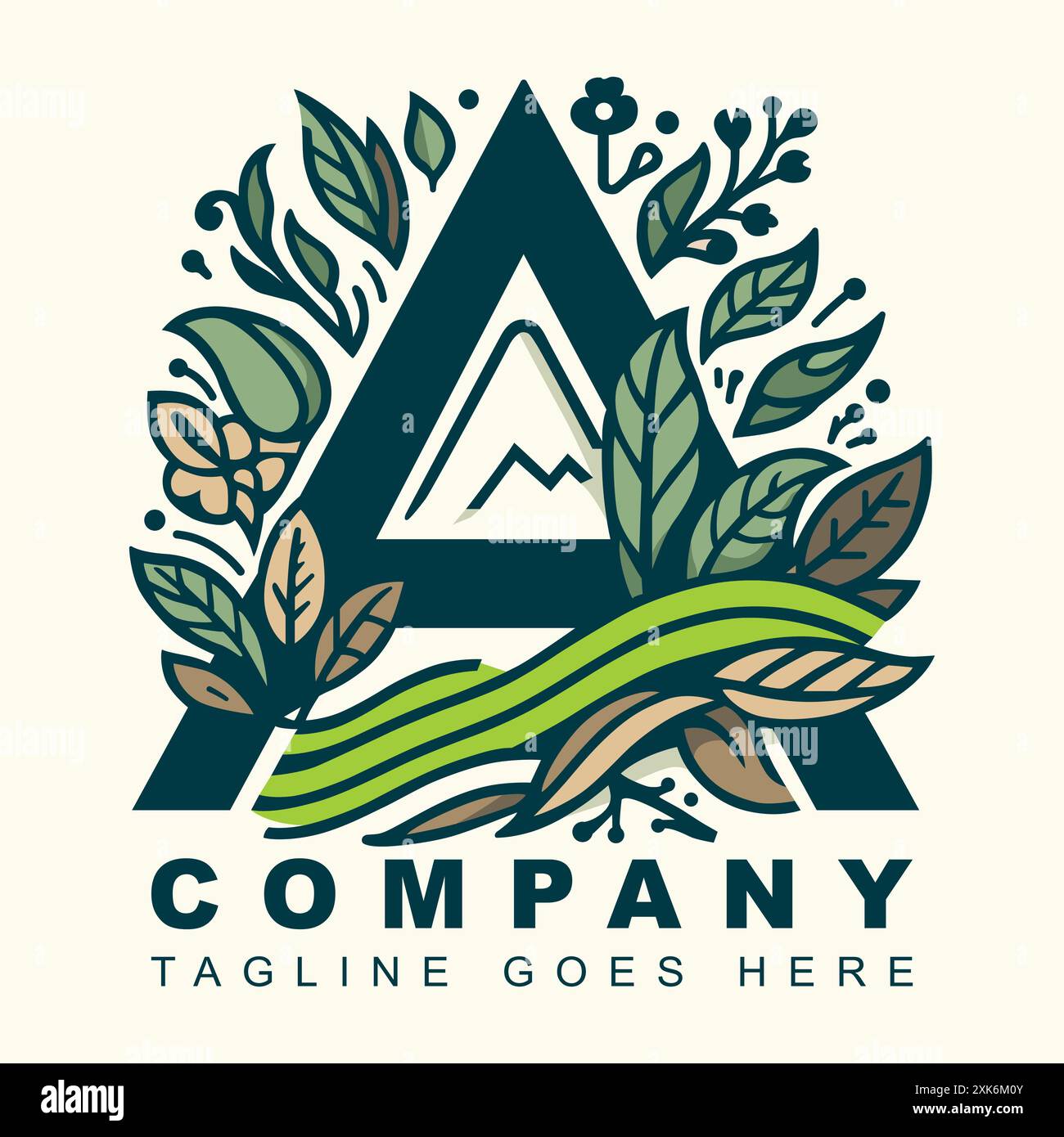 A letter logo with a nature-inspired theme, incorporating elements like ...