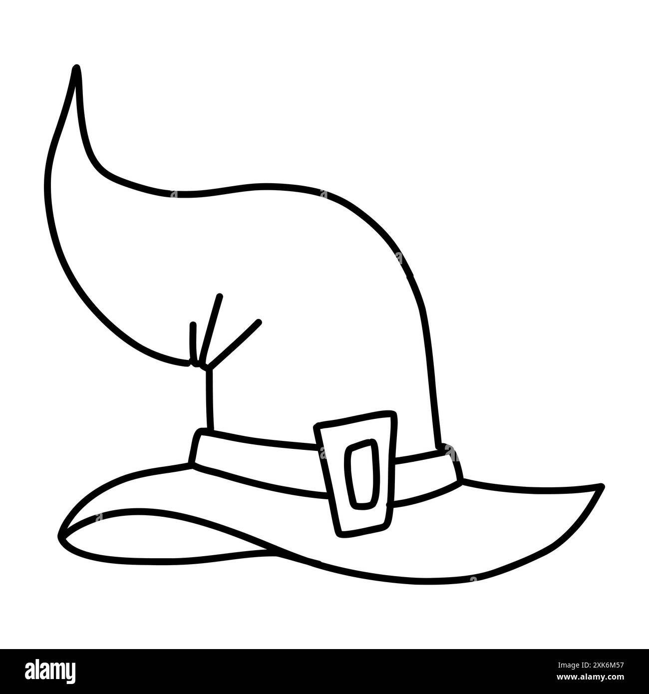 Witch hat vector illustration in in doodle outline line art style Stock ...