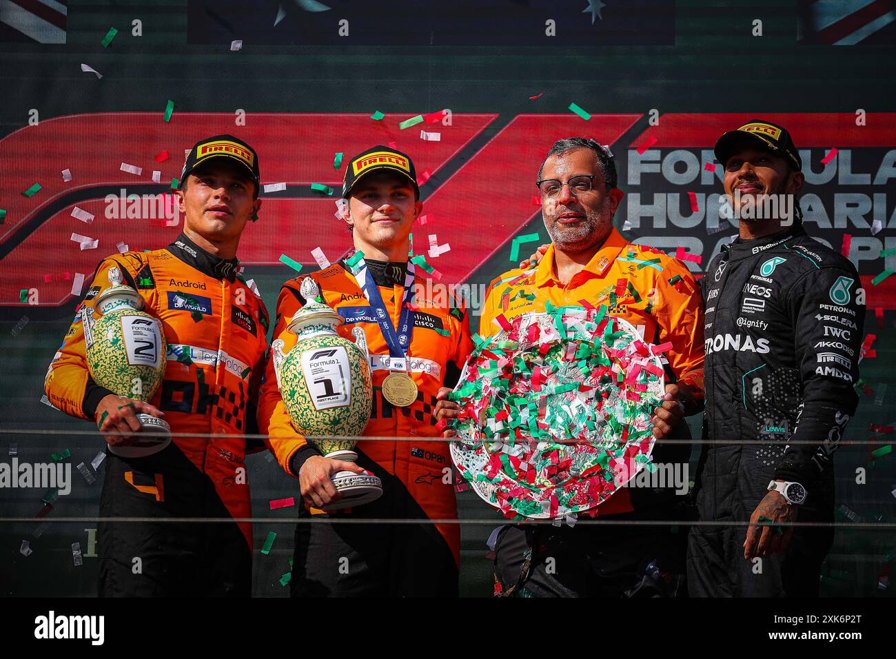 Podium of the race, Oscar Piastri, (AUS), Lando Norris (GRB) McLaren ...
