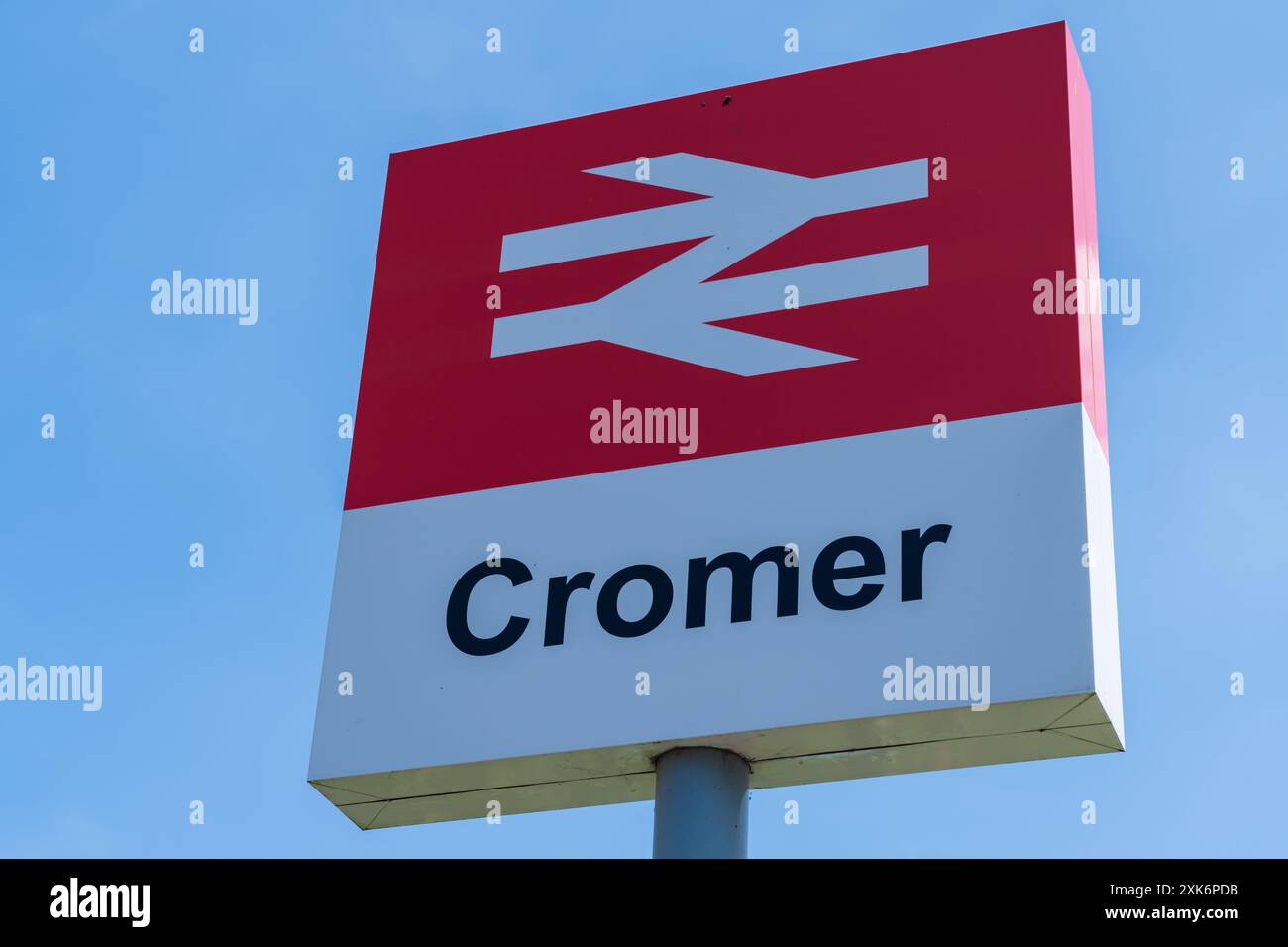 Cromer, Norfolk, UK - July 19 2024: External signage of Cromer Train ...
