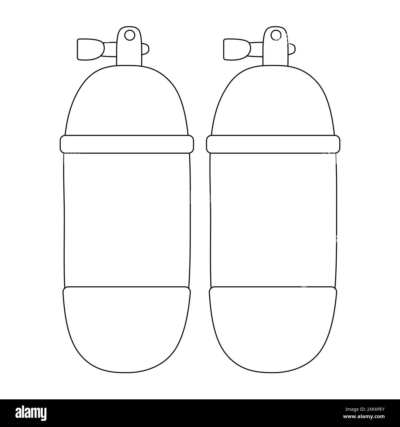 A detailed coloring page featuring a pair of diving cylinders. Perfect ...