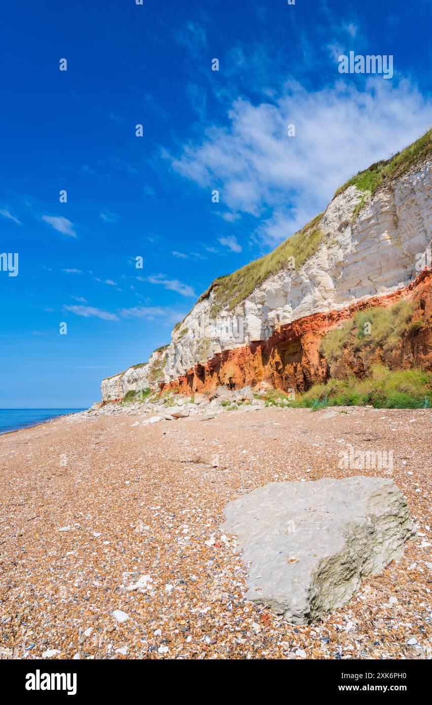 Famous red and white layered colour cliffs in Hunstanton, North Norfolk ...