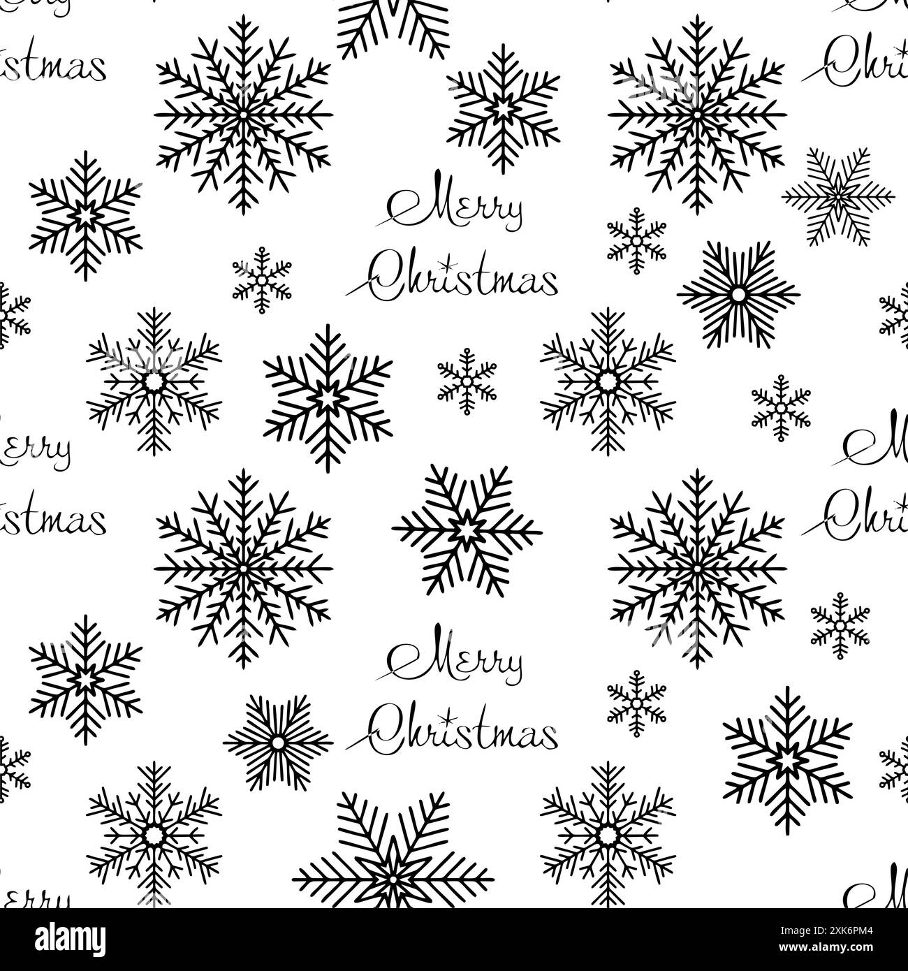 Seamless background snowflakes Black and White Stock Photos & Images ...