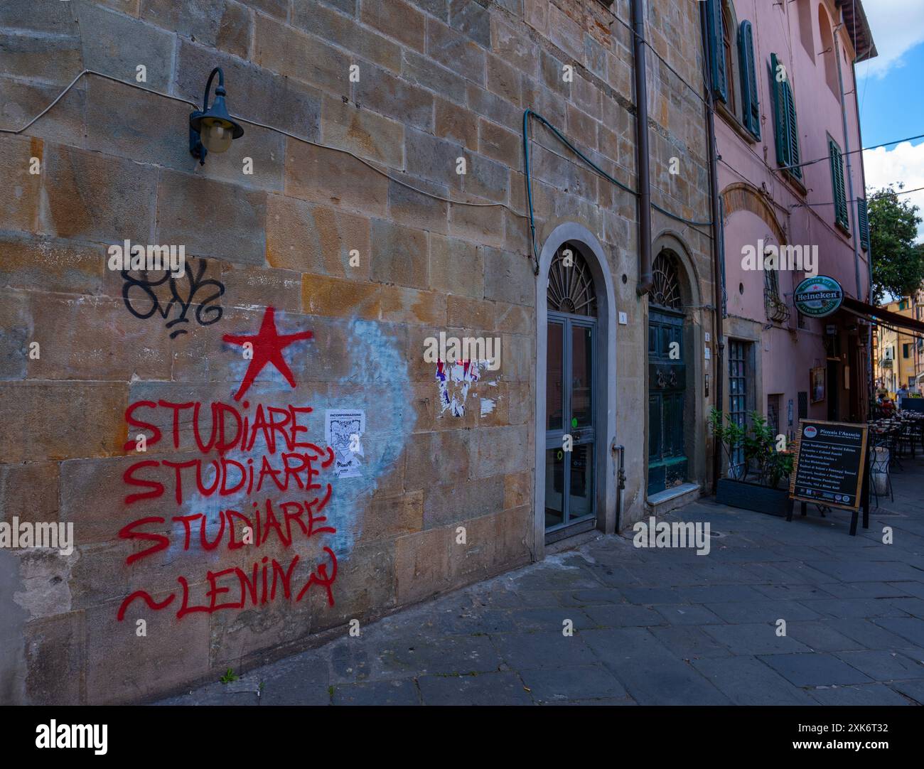 Pisa, Italy - June 02, 2024: Lenin's famous phrase "learn, learn, learn ...