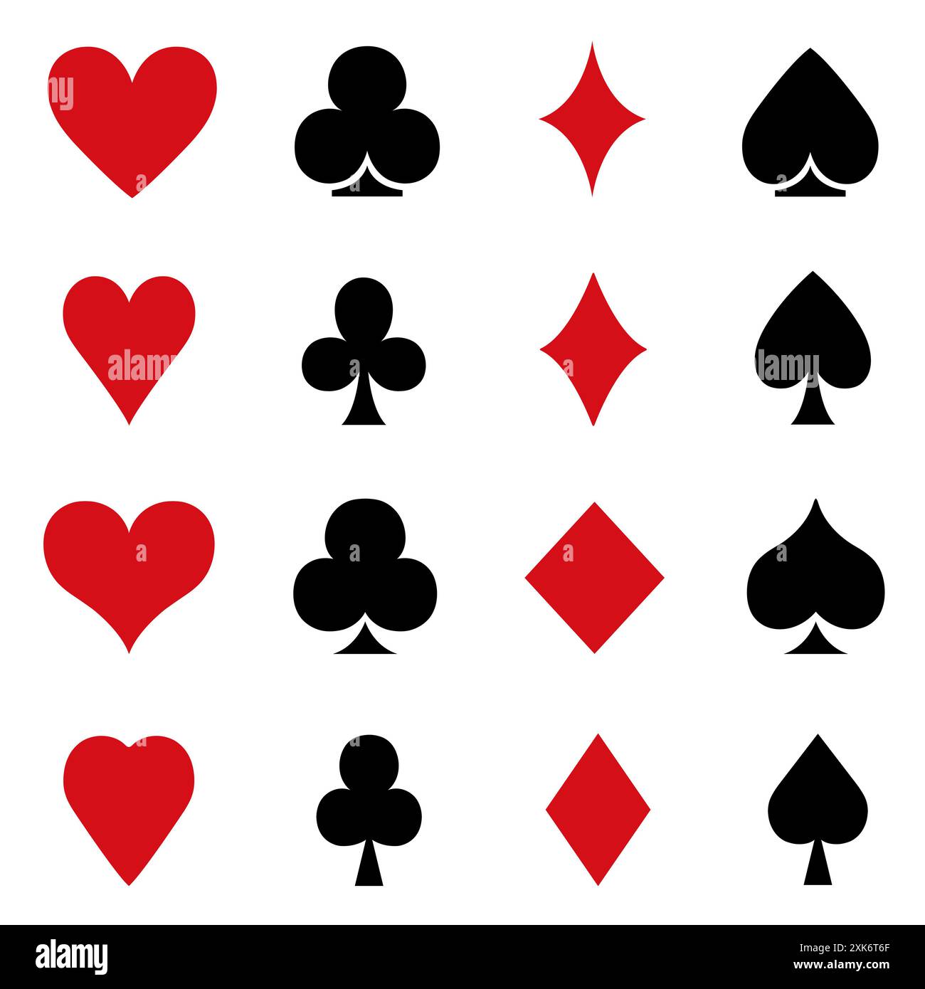 Collection of different playing cards symbols isolated on white Stock ...