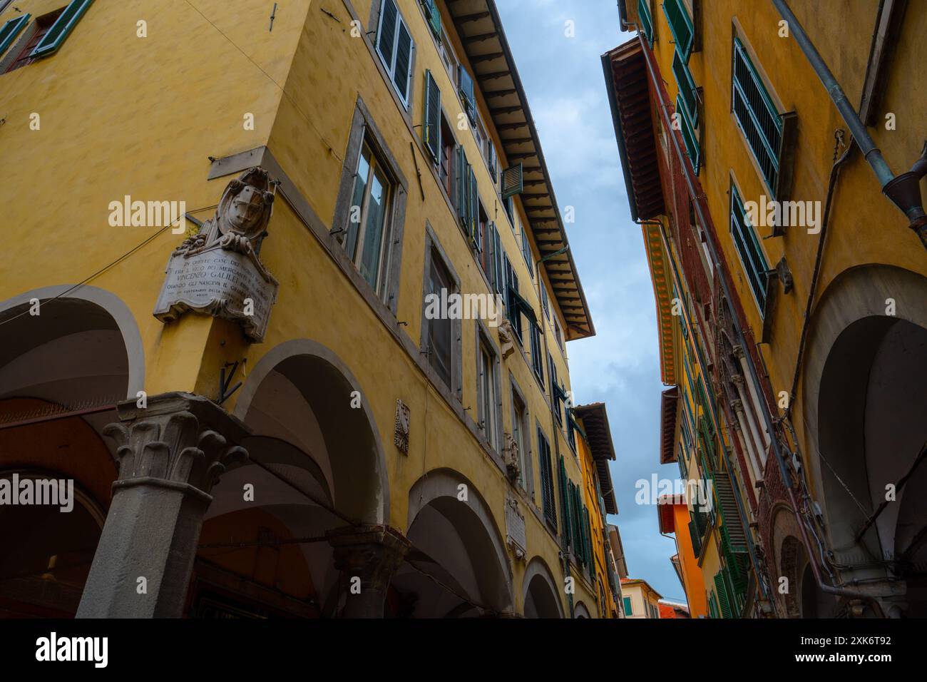 Pisa, Italy - June 02, 2024: Colorful street of Pisa. Bottom to top ...