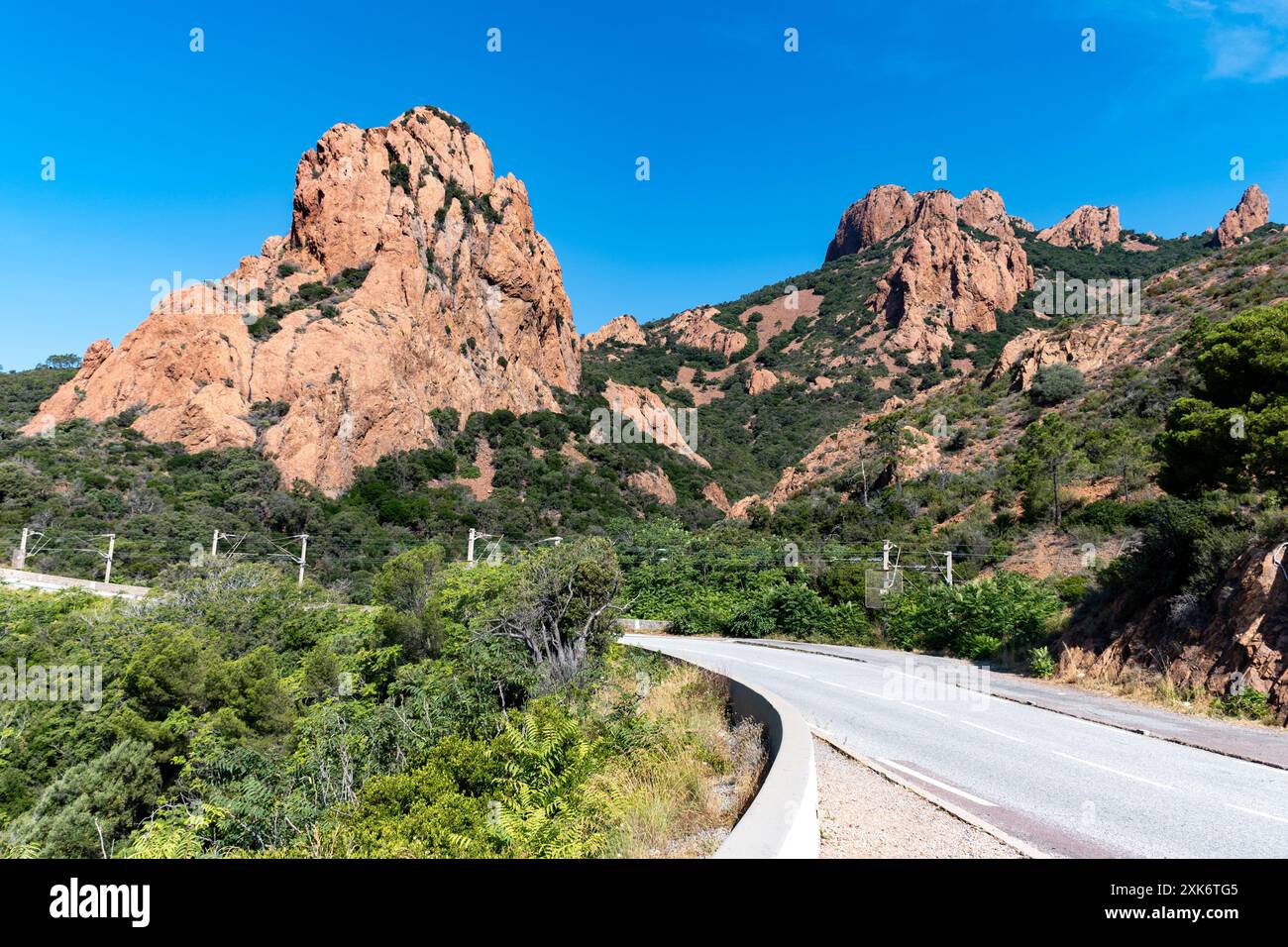 Views along Corniche d’Or or Corniche de l’Esterel beautiful coastal ...