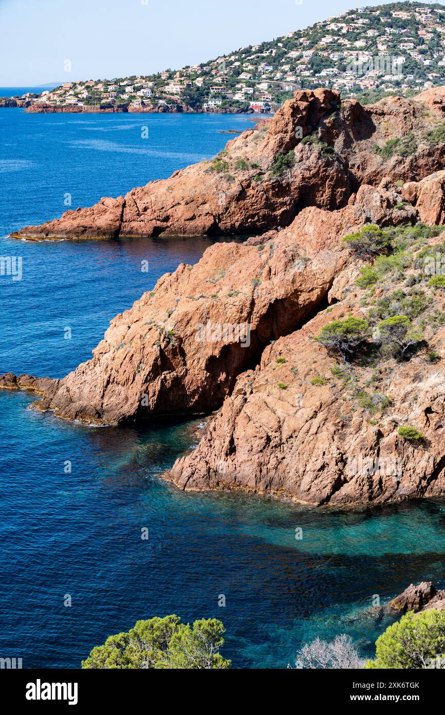 Views along Corniche d’Or or Corniche de l’Esterel beautiful coastal ...
