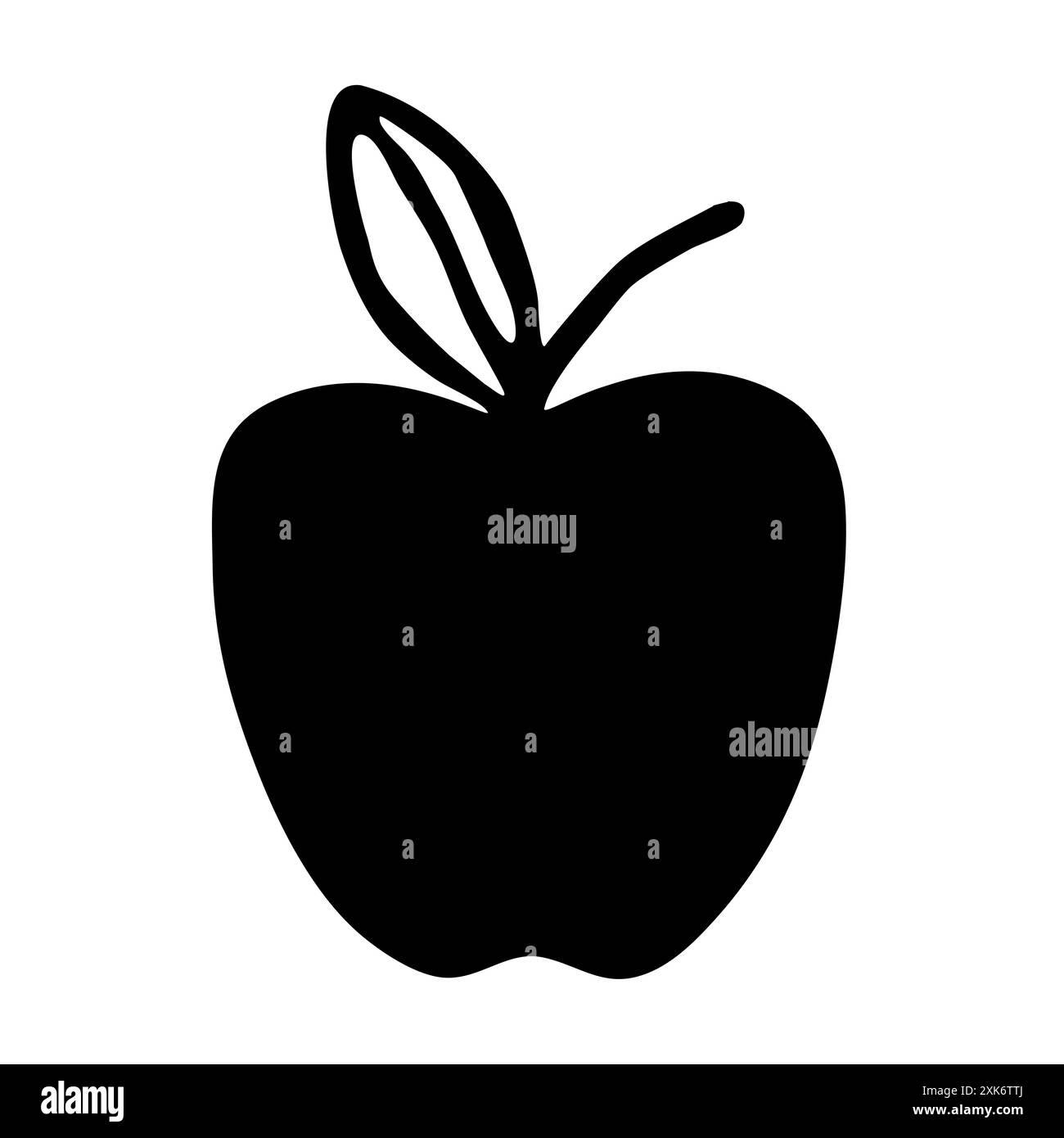 Hand drawn apple doodle. Colored simple outline illustration. Vector ...