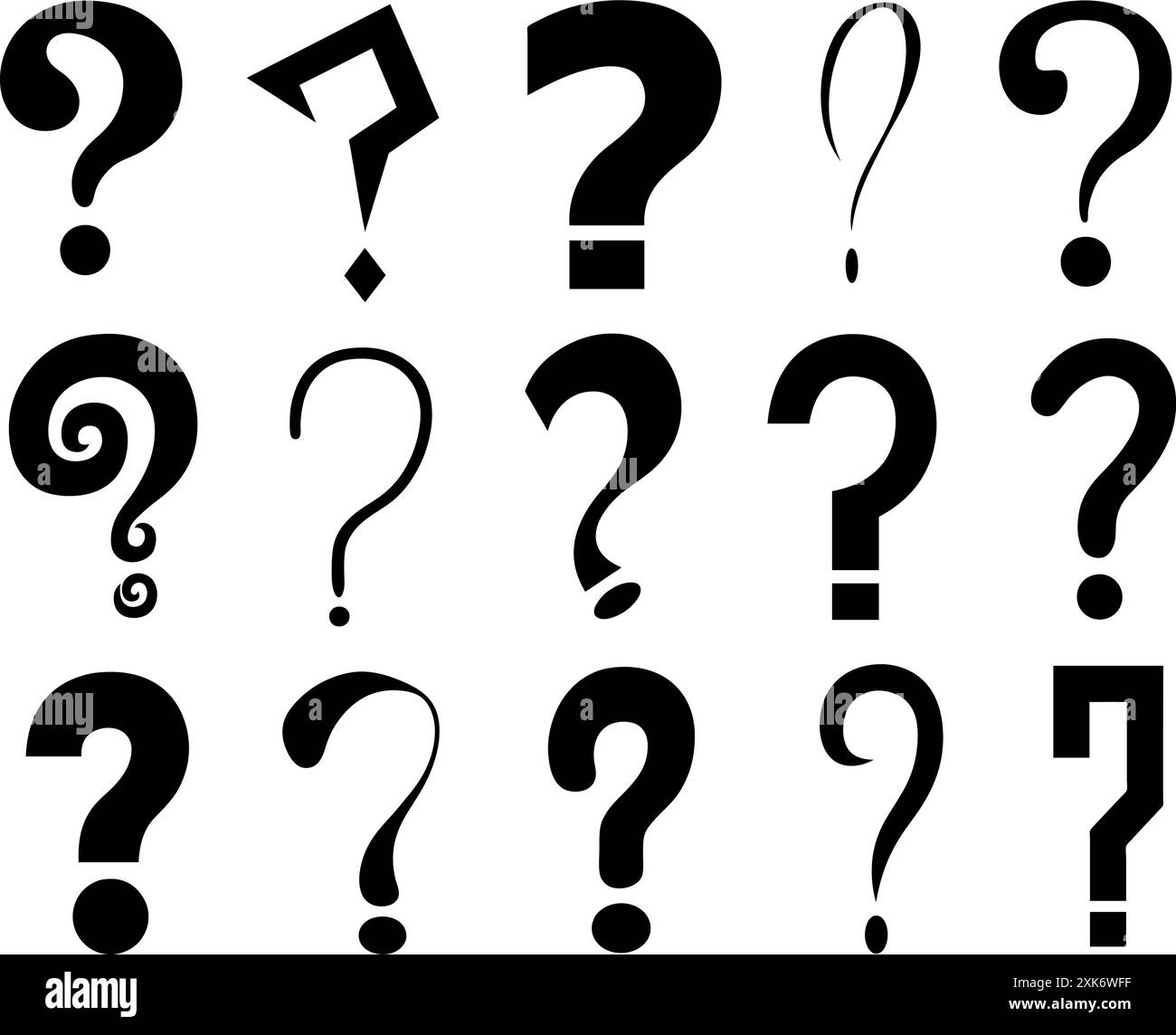 Set of different question mark signs isolated on white Stock Vector ...