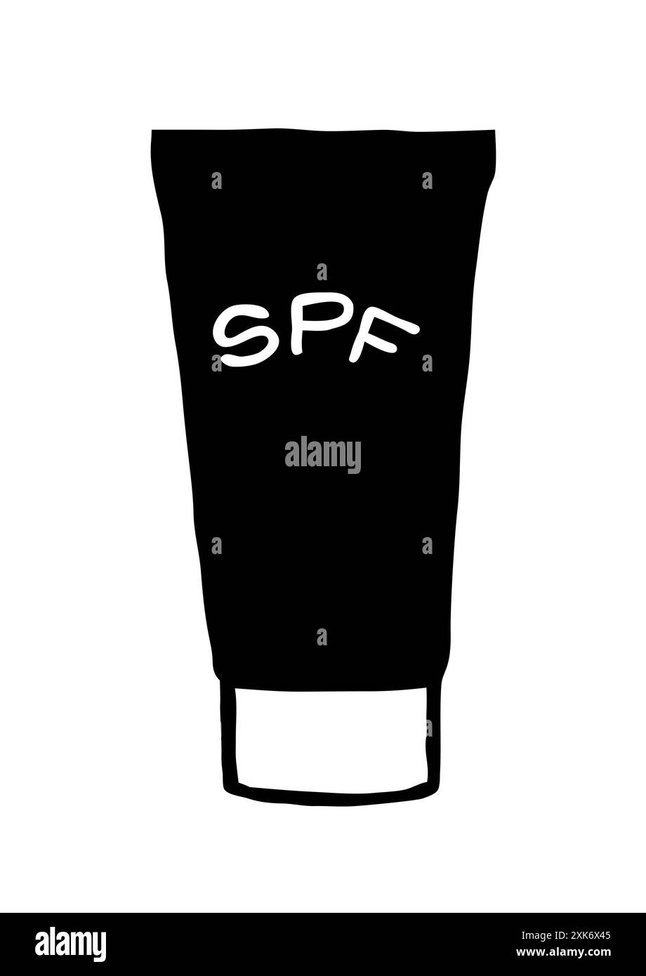 Doodle sunscreen in a tube SPF label. Hand drawn beach graphic symbol ...