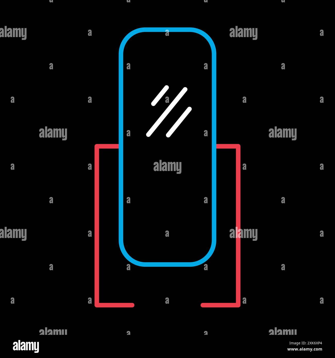 Mirror with stand in a sleek vector on black background icon. Graph ...