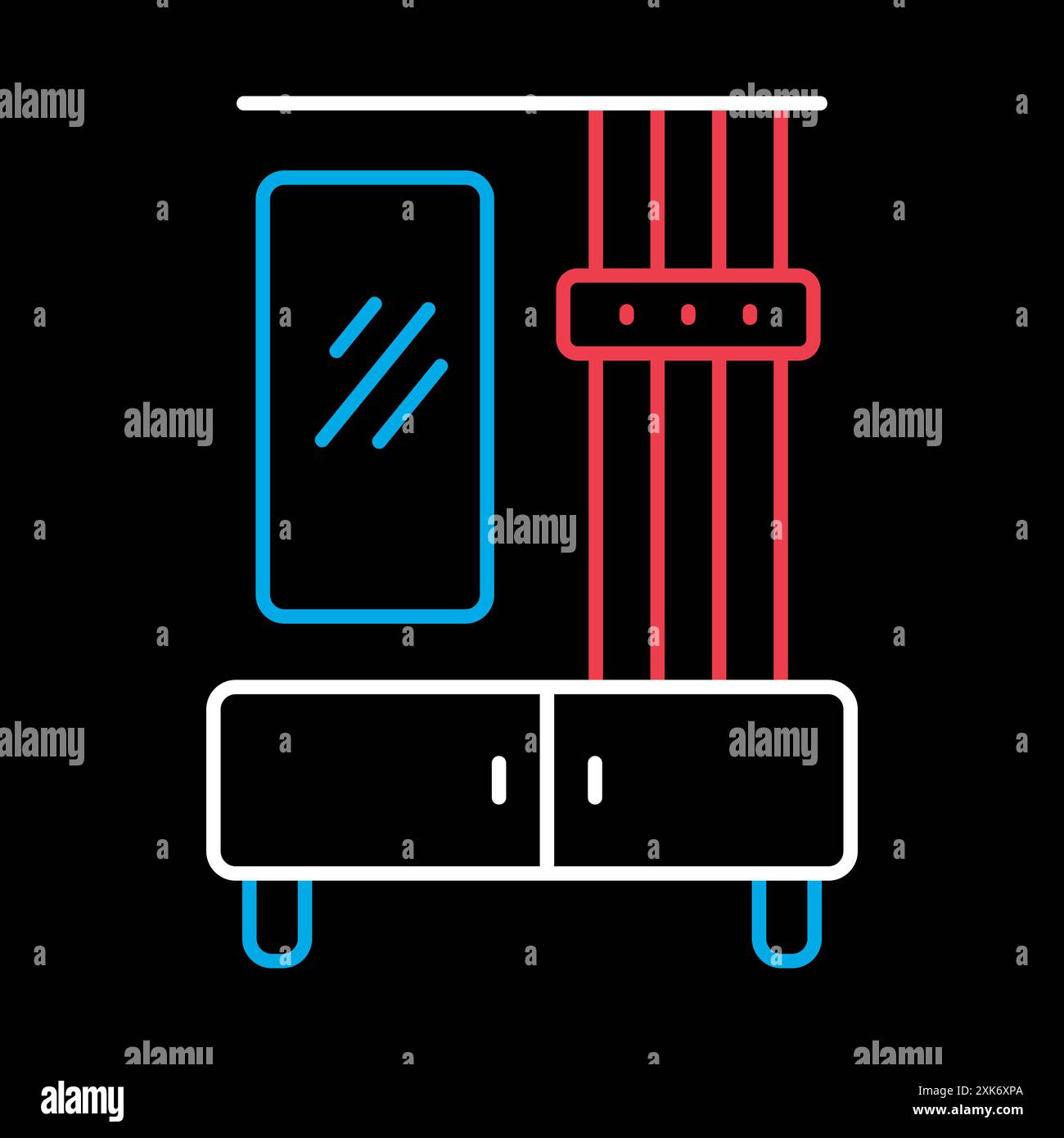 Hallway furniture vector on black background icon. Hall and entryway ...