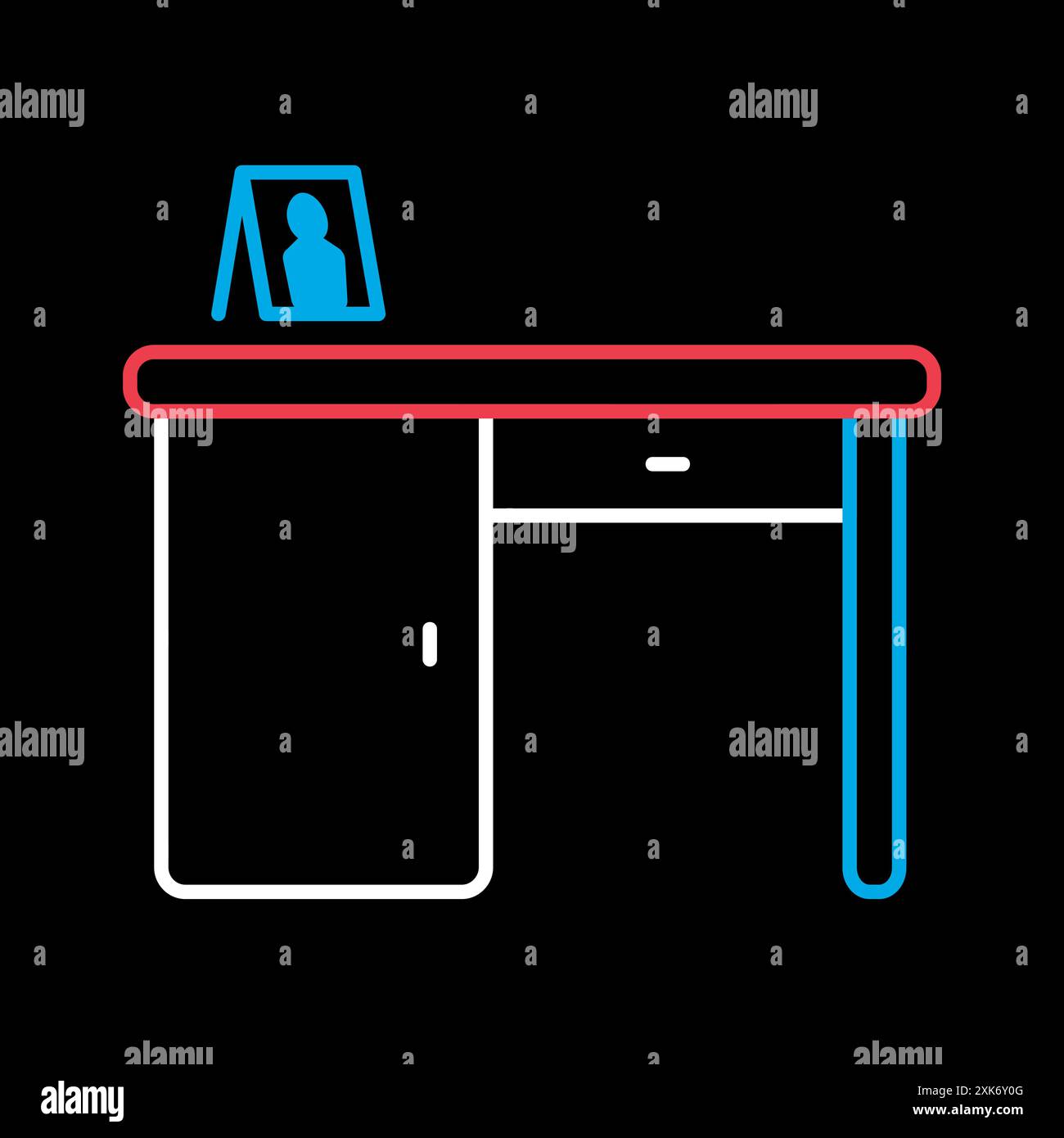 Desk vector on black background icon. Office desk sign. Graph symbol ...