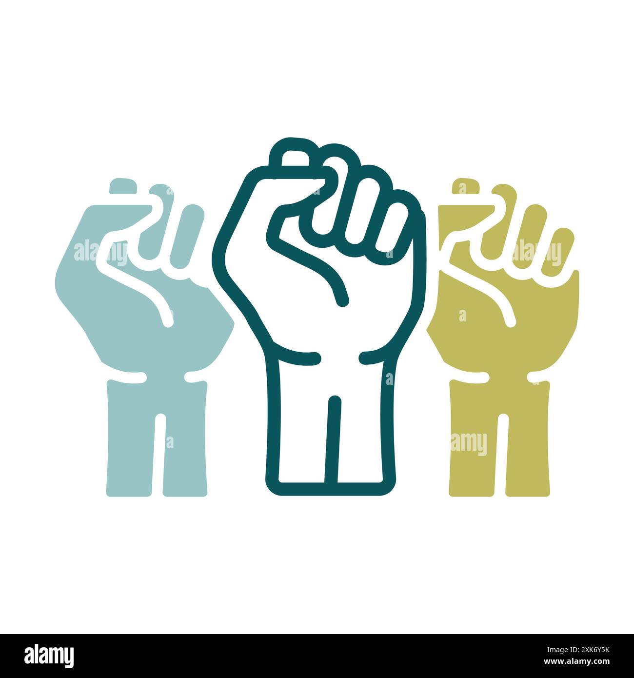 Three clenched fists raised in protest vector isolated icon. Protest ...