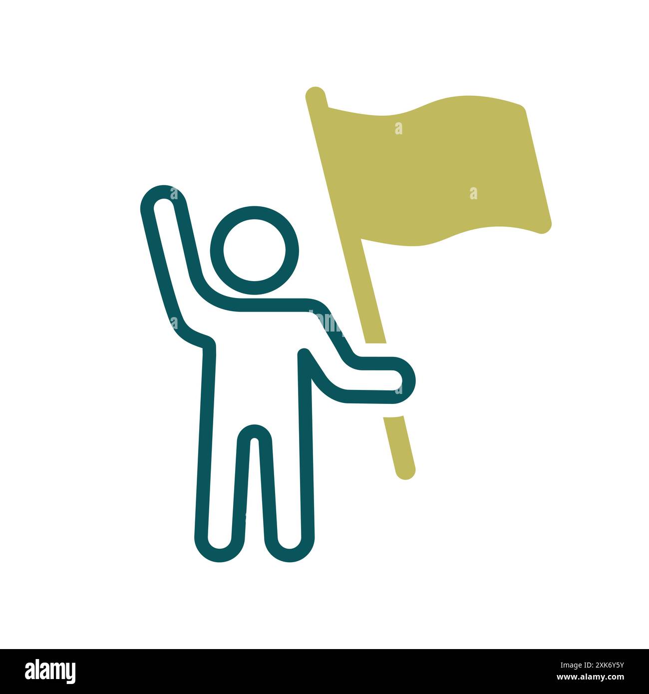 Man standing and holding in hands flag, banner vector isolated icon ...