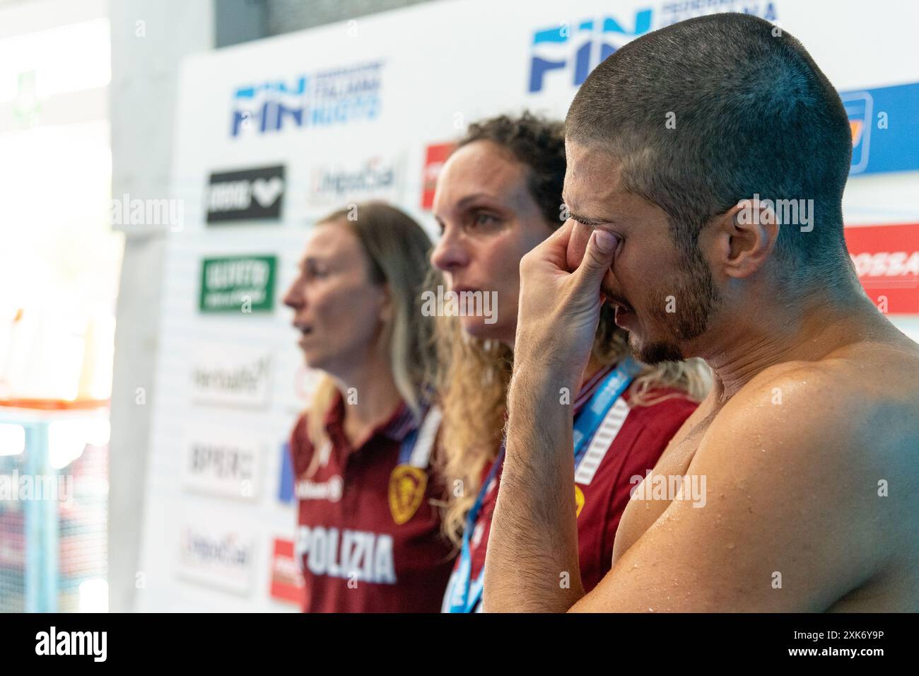 Rome, Italy. 21st July, 2024. Giorgio Minisini (r) cries after ...