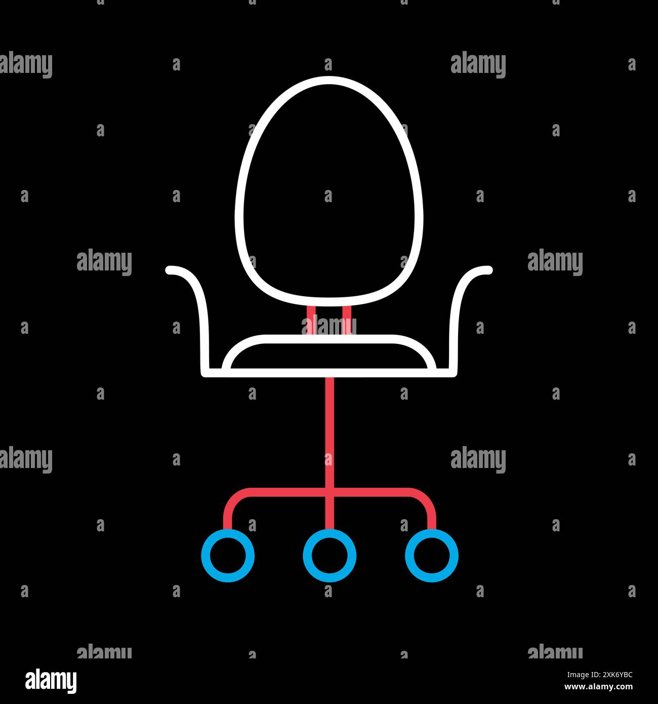 Adjustable rolling chair vector on black background icon. Office chair ...