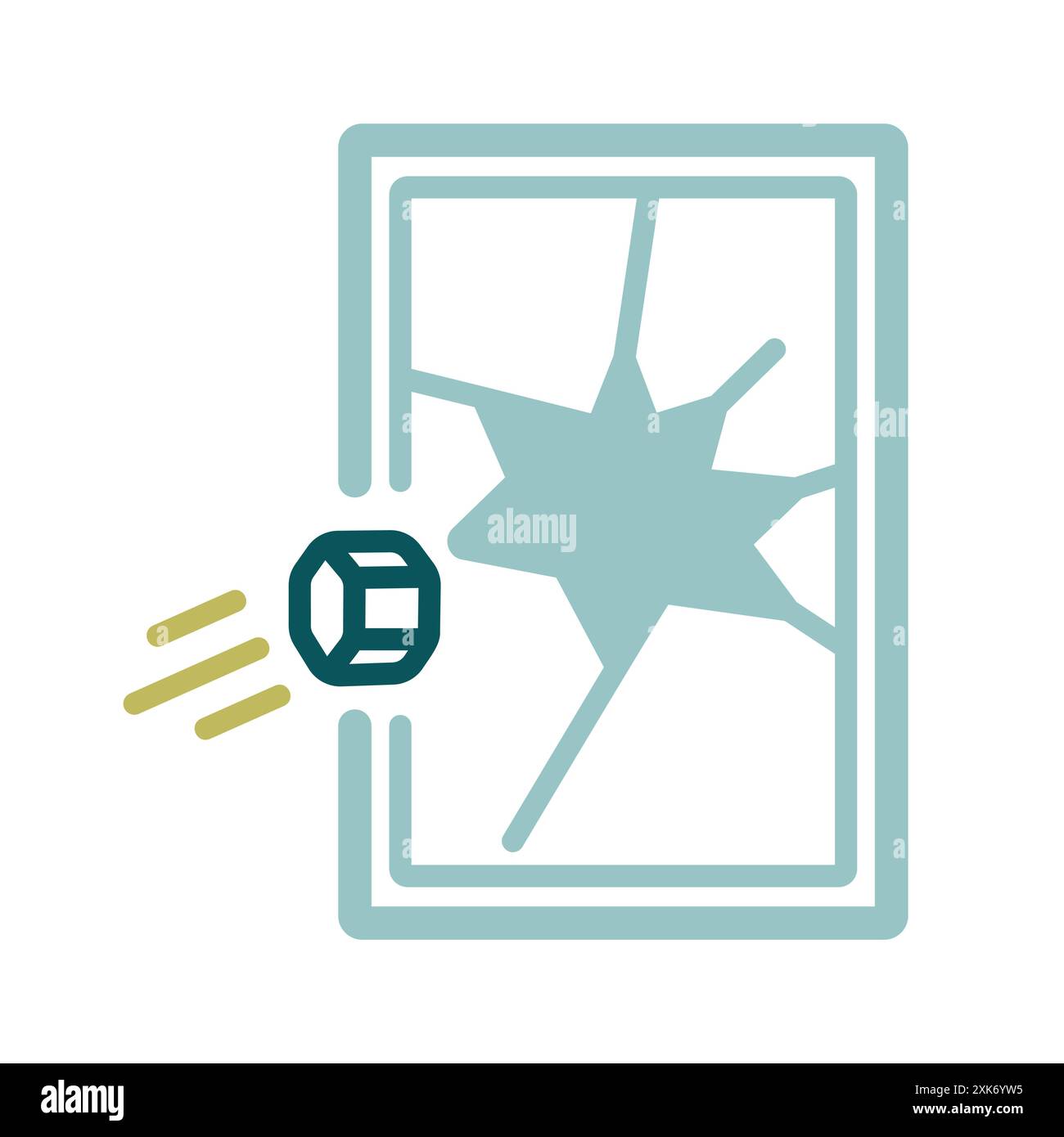 Broken store vector isolated icon. Broken windows and facades of store ...