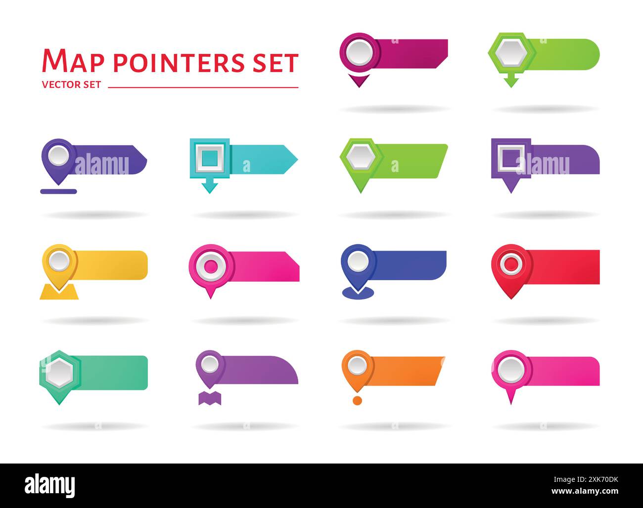 Pin icons. Map marker. 3D place mark or GPS destination point. Arrow position tag symbol ...