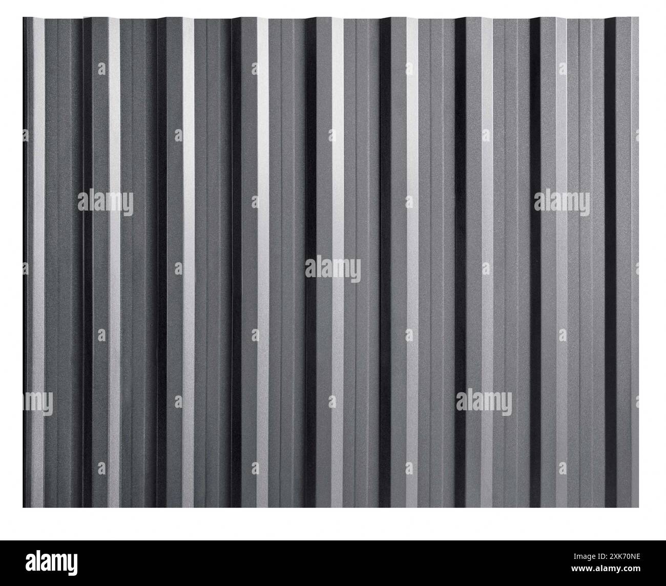 Galvanised steel corrugated profile. Flat roofing sheet isolated on ...