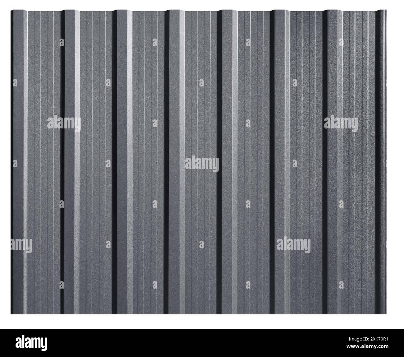 Galvanised steel corrugated profile. Flat roofing sheet isolated on ...