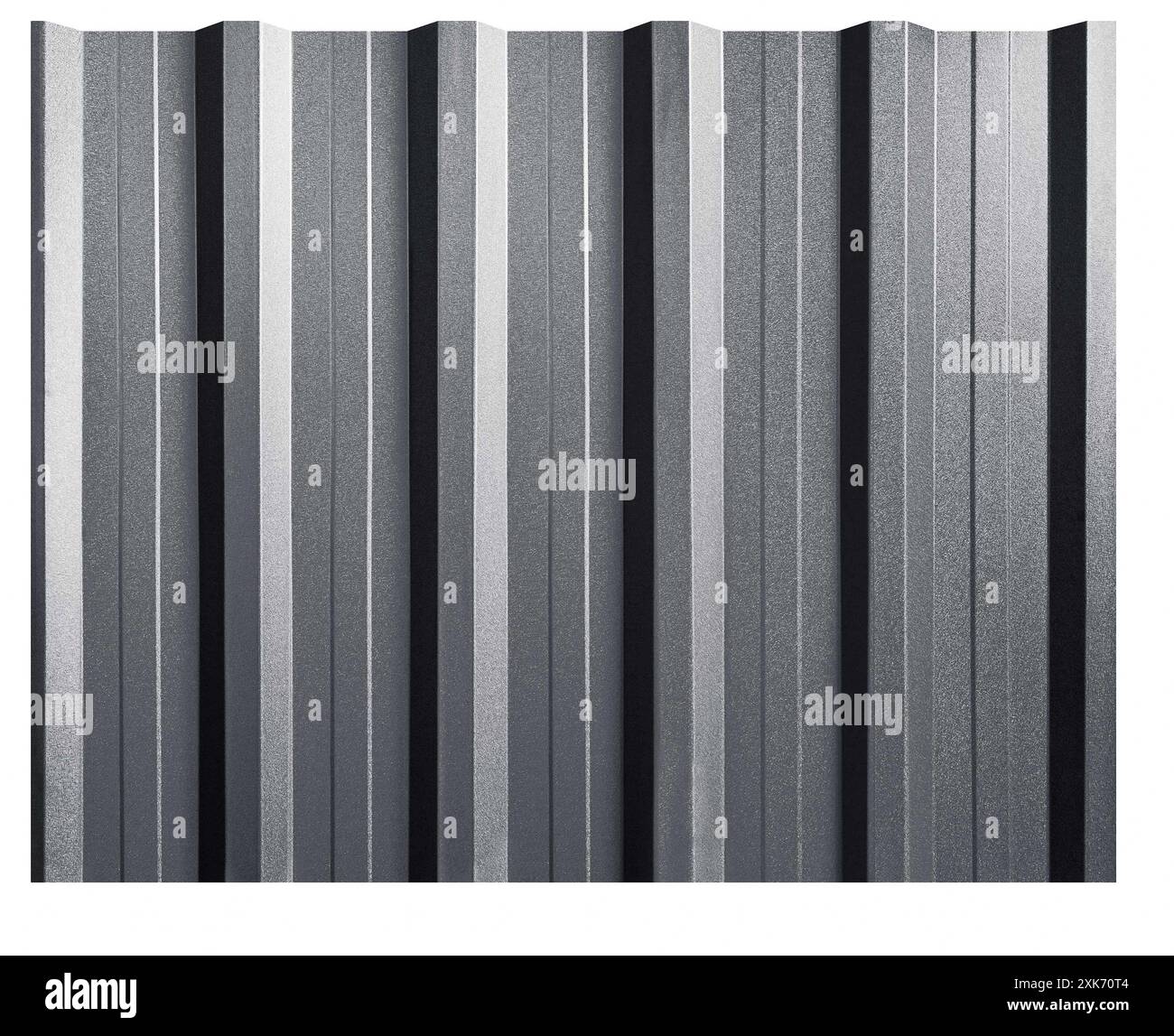 Galvanised steel corrugated profile. Flat roofing sheet isolated on ...