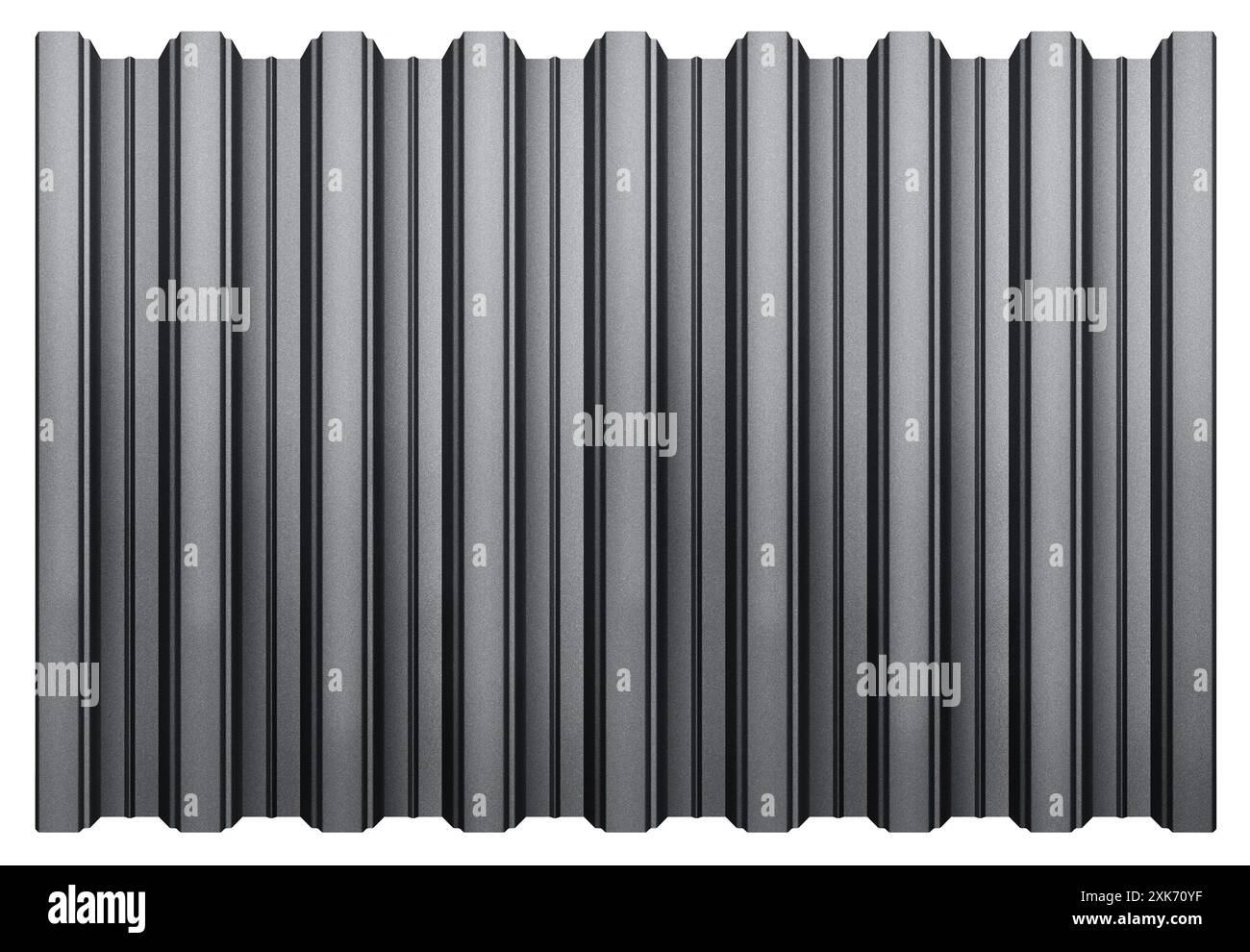 Galvanised steel corrugated profile. Flat roofing sheet isolated on ...