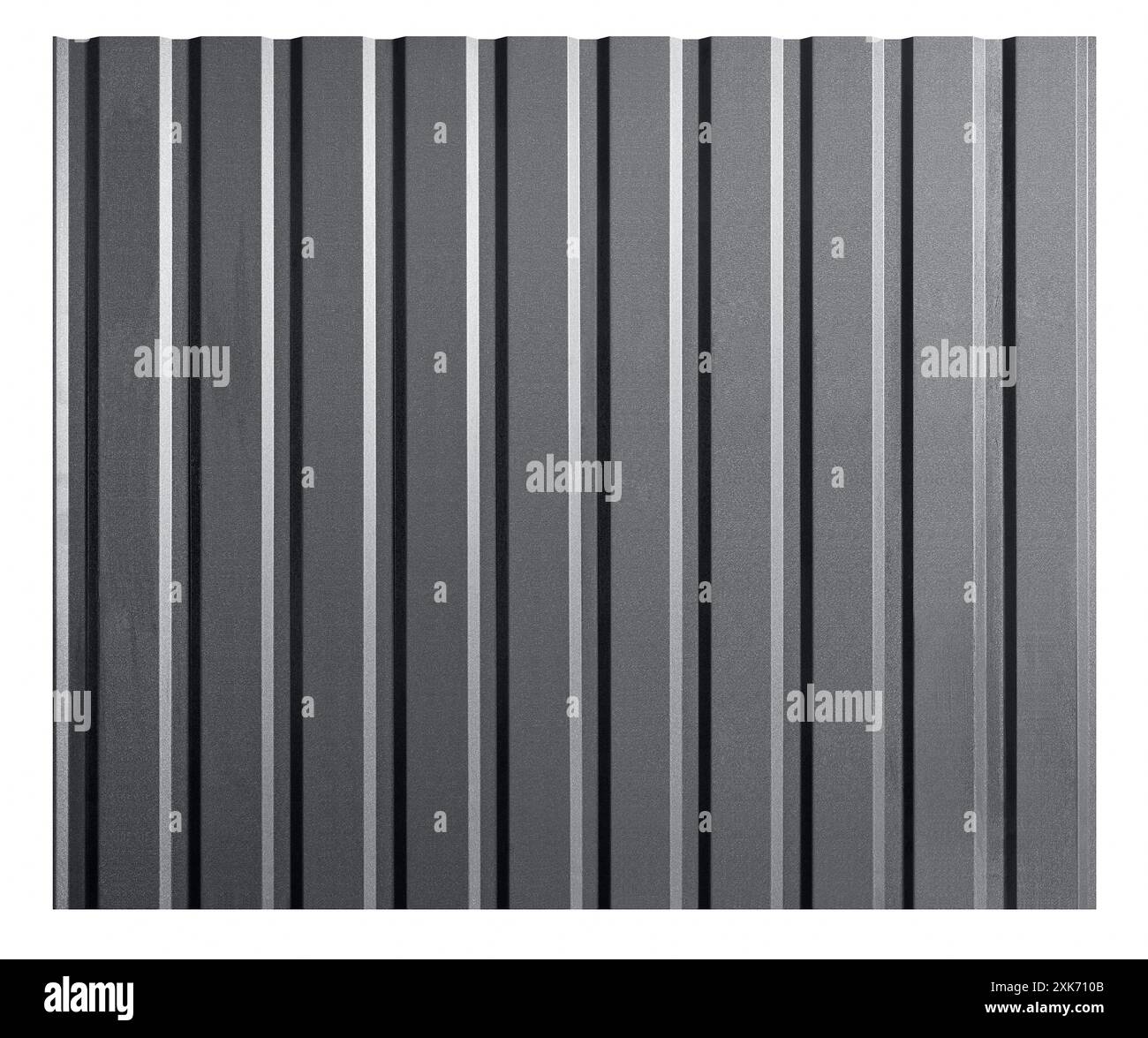 Galvanised steel corrugated profile. Flat roofing sheet isolated on ...