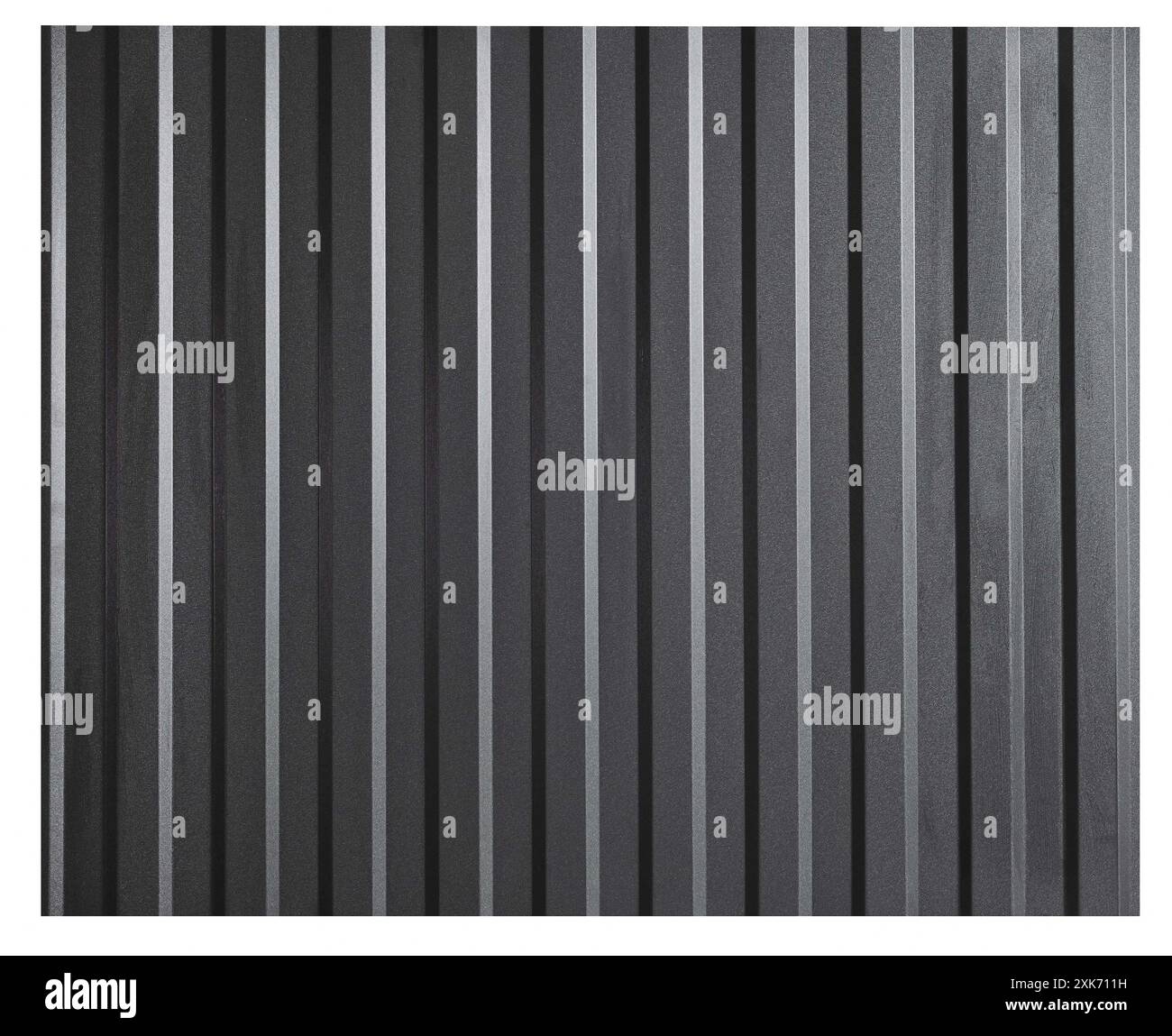Galvanised steel corrugated profile. Flat roofing sheet isolated on ...