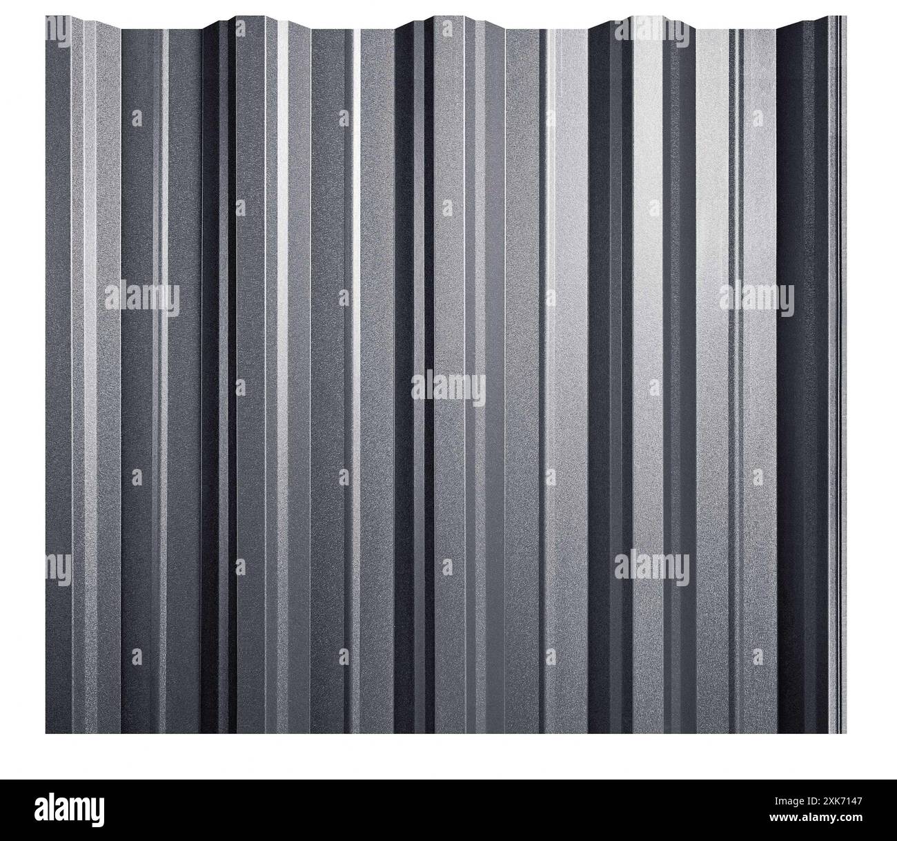 Galvanised steel corrugated profile. Flat roofing sheet isolated on ...
