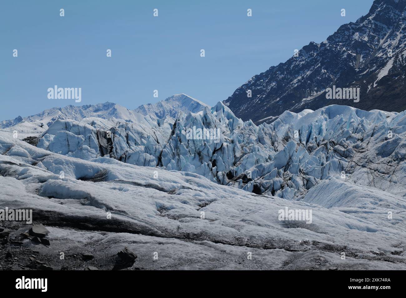 Hiking Alaska’s Matanuska Glacier fed by Mount Marcus Baker in the ...