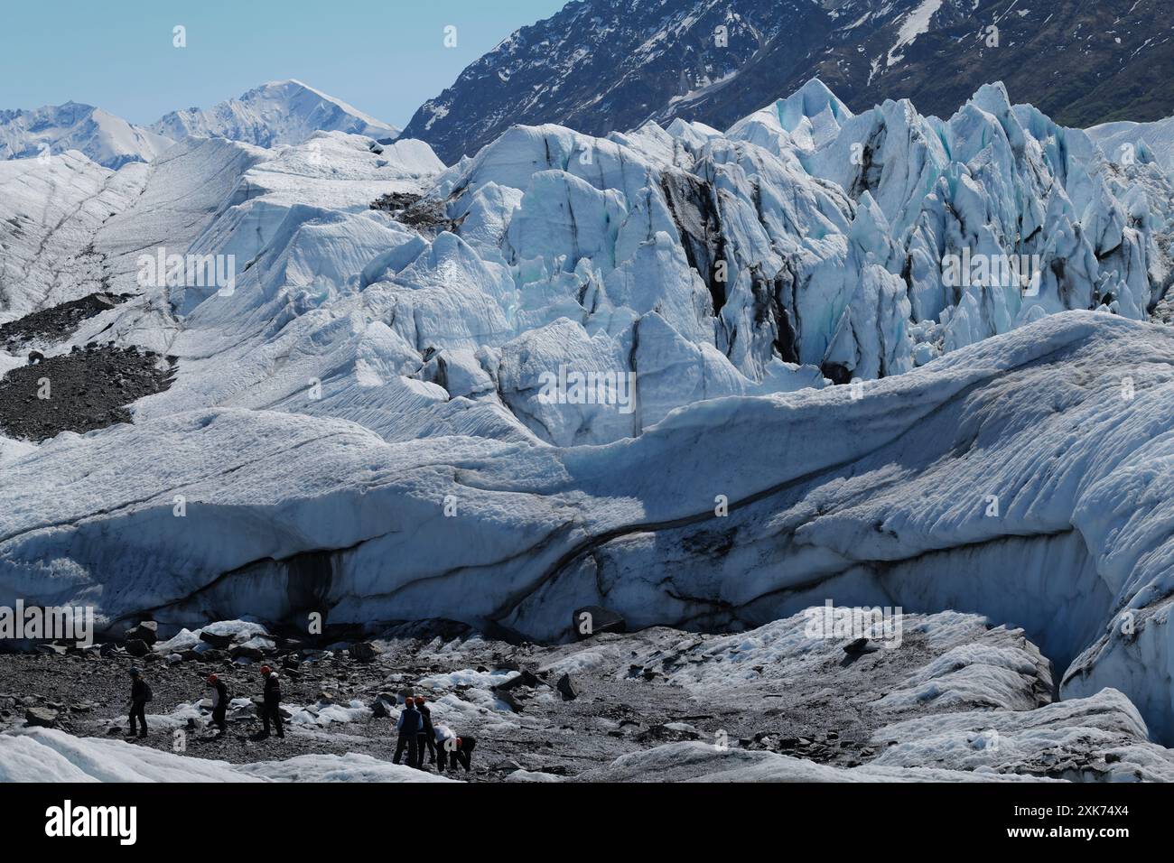 Hiking Alaska’s Matanuska Glacier fed by Mount Marcus Baker in the ...