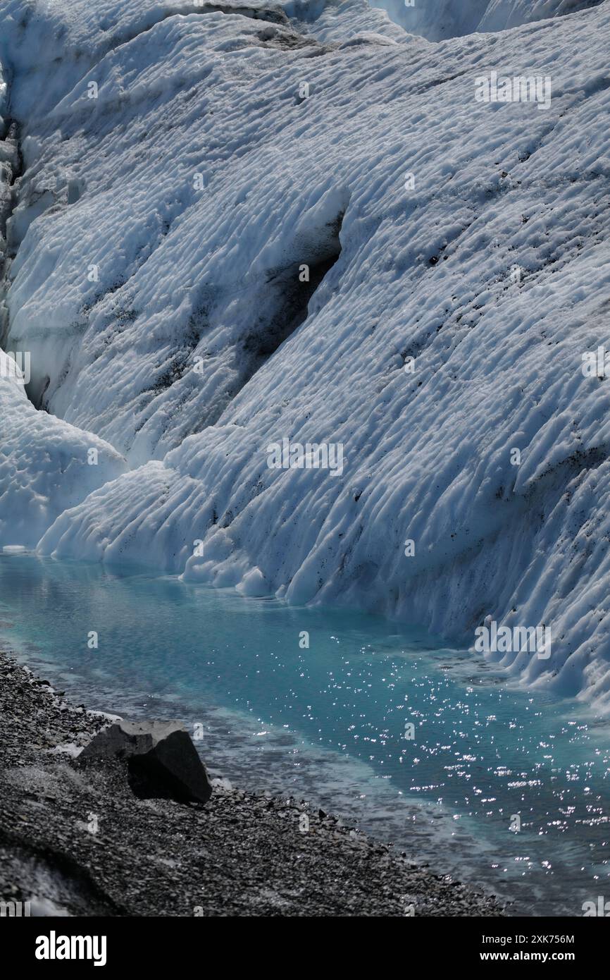 Hiking Alaska’s Matanuska Glacier fed by Mount Marcus Baker in the ...