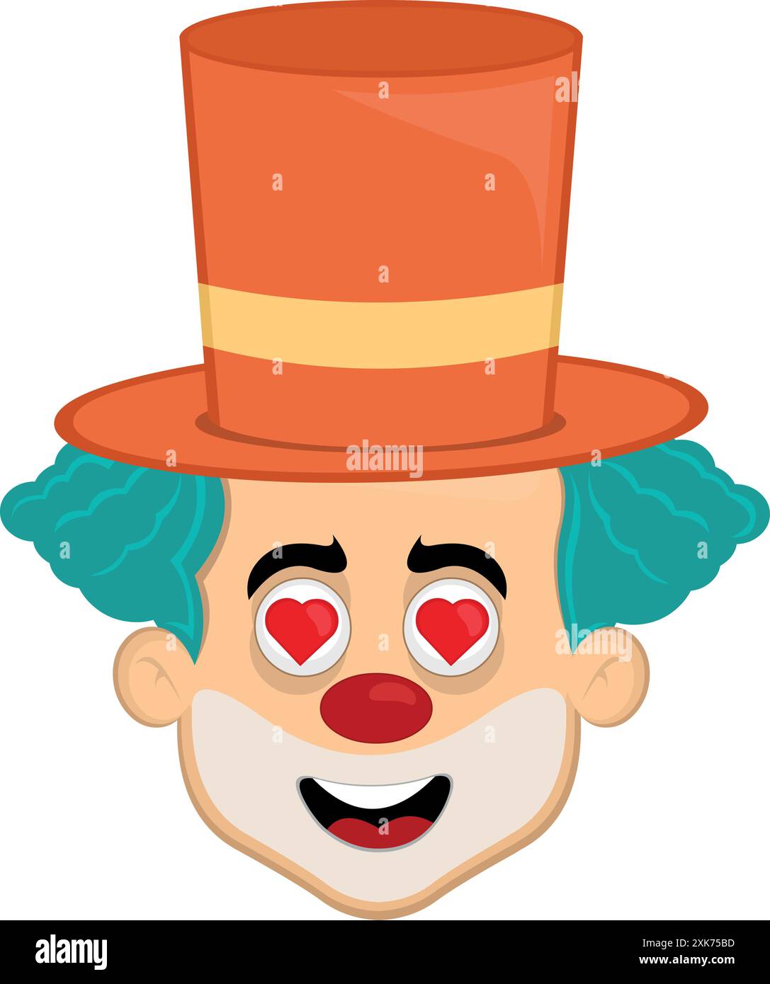 vector illustration face character clown cartoon in love with eyes in ...