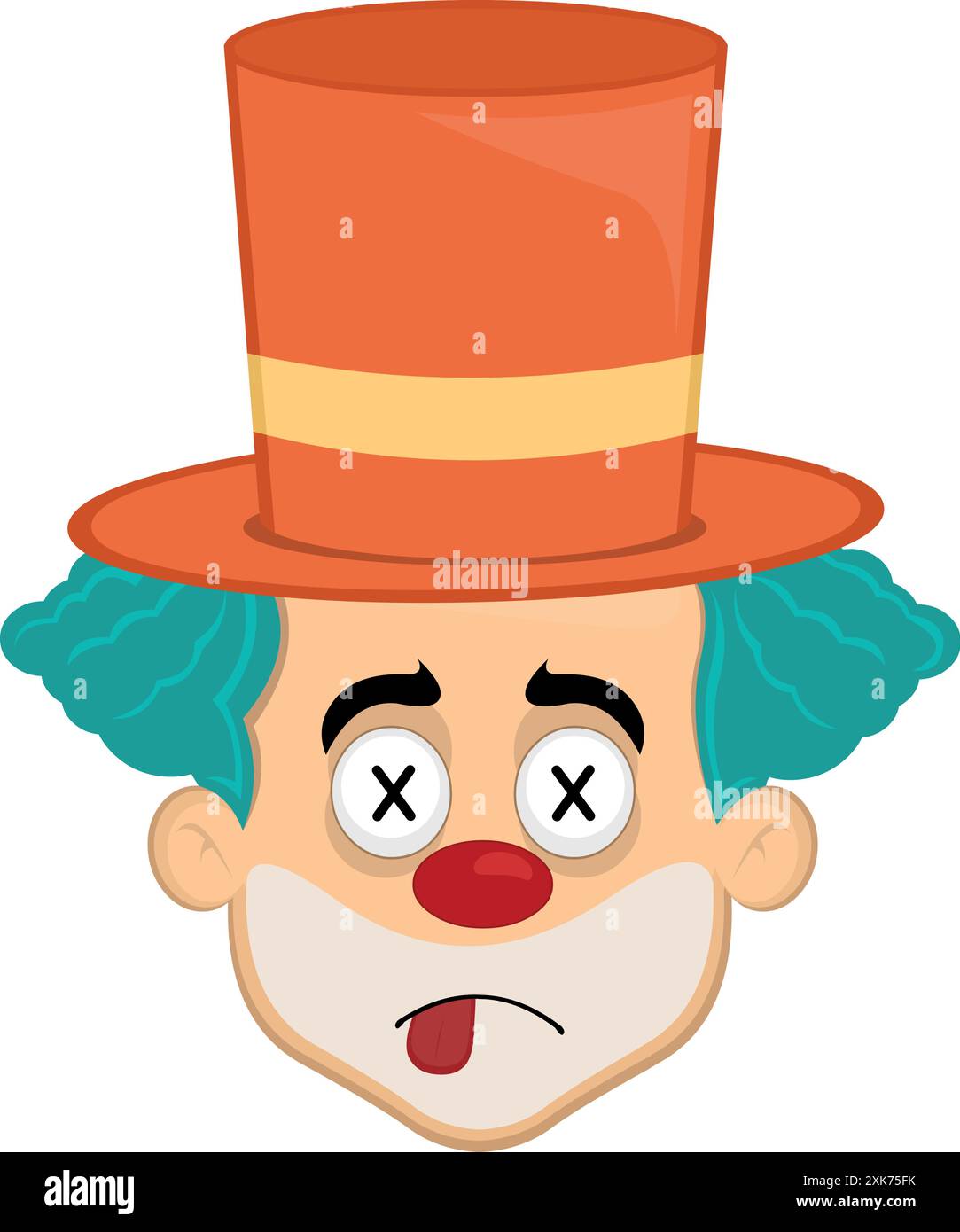 vector illustration face character clown cartoon, with crosses eyes in ...