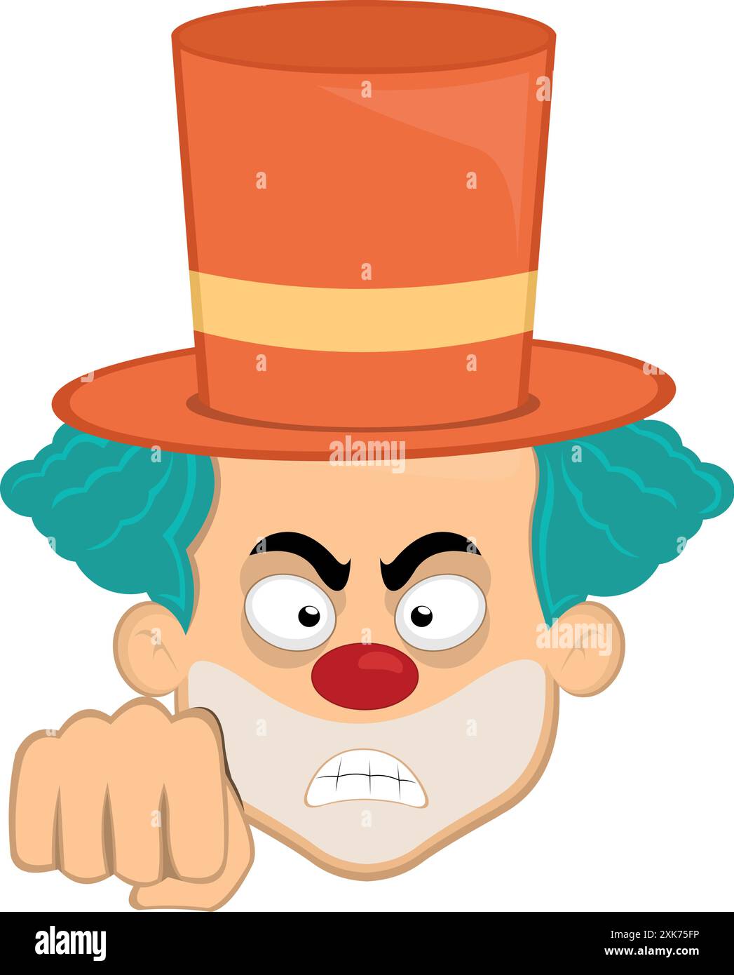 vector illustration face character clown cartoon, with an angry expression and fist bump Stock ...