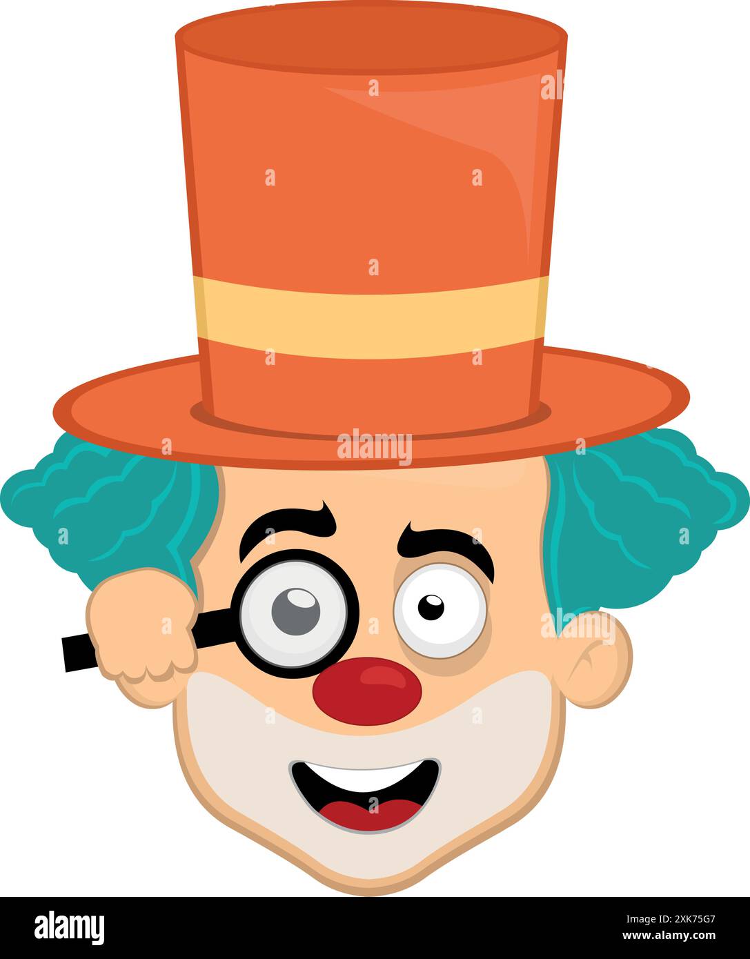 vector illustration face character clown cartoon, watching with a magnifying glass Stock Vector ...