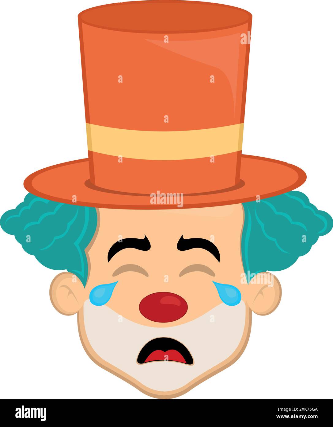 vector illustration face character clown cartoon crying with tears falling from his eyes Stock ...