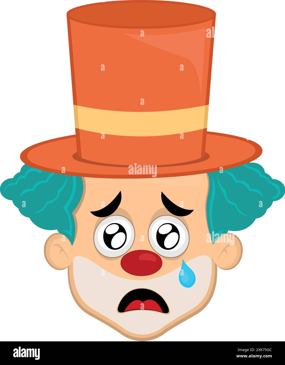 vector illustration face character clown cartoon, with a sad expression ...