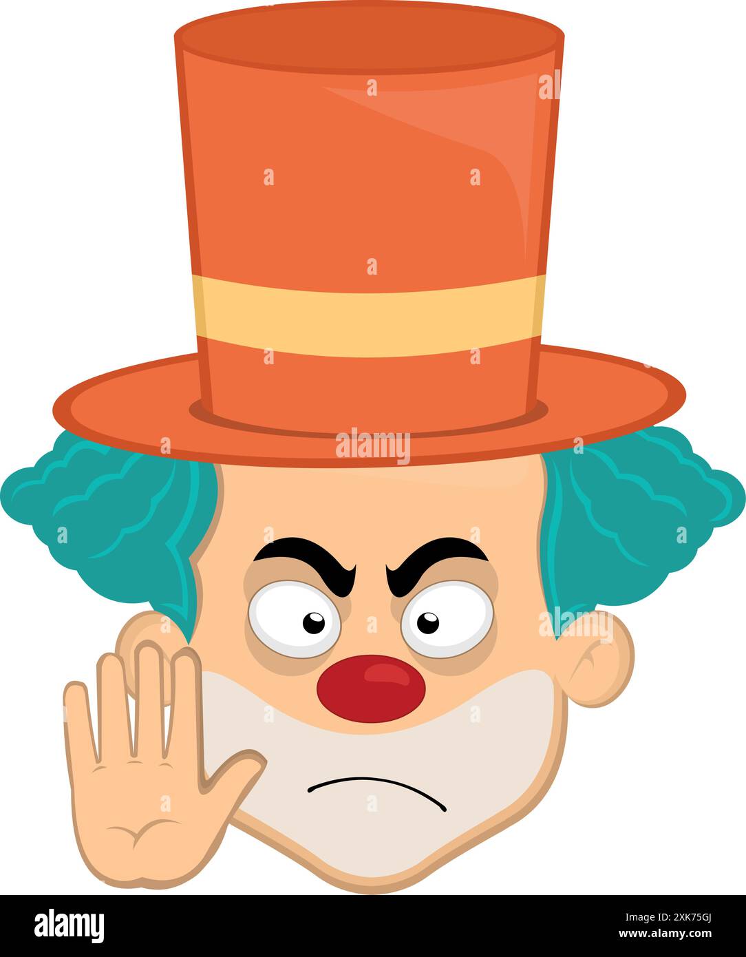 vector illustration face character clown cartoon, with a stop hand ...
