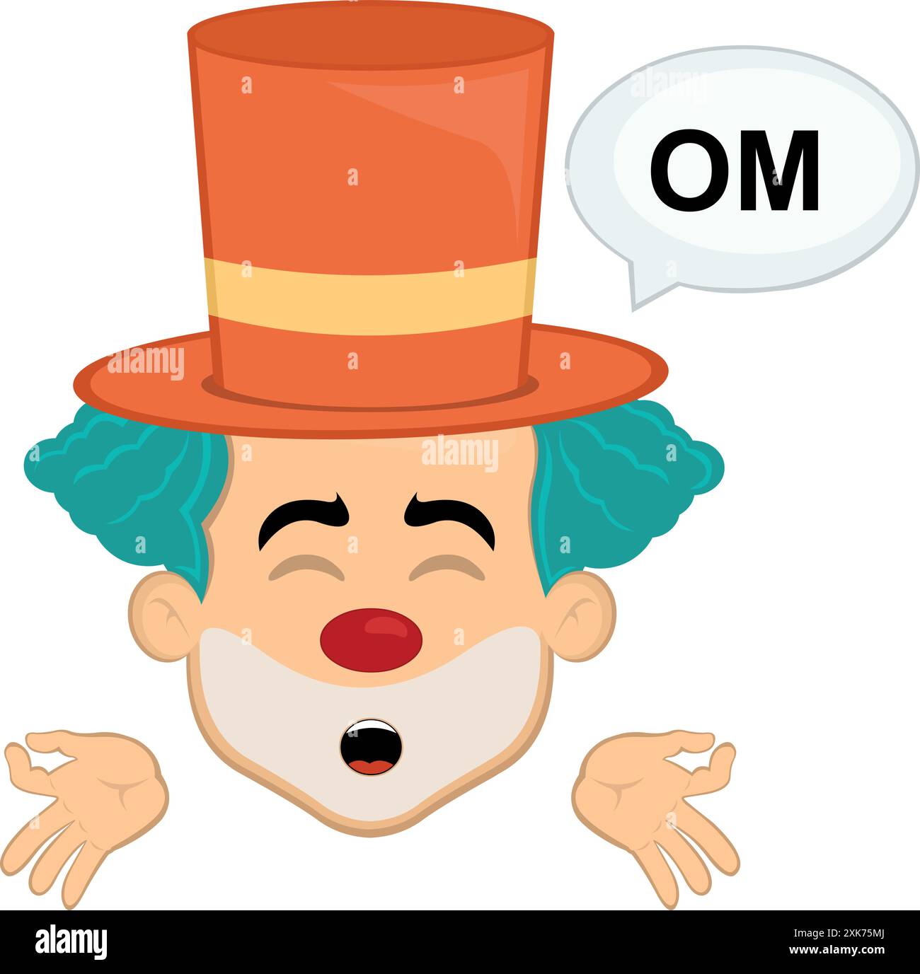 vector illustration face character clown cartoon meditating with a ...