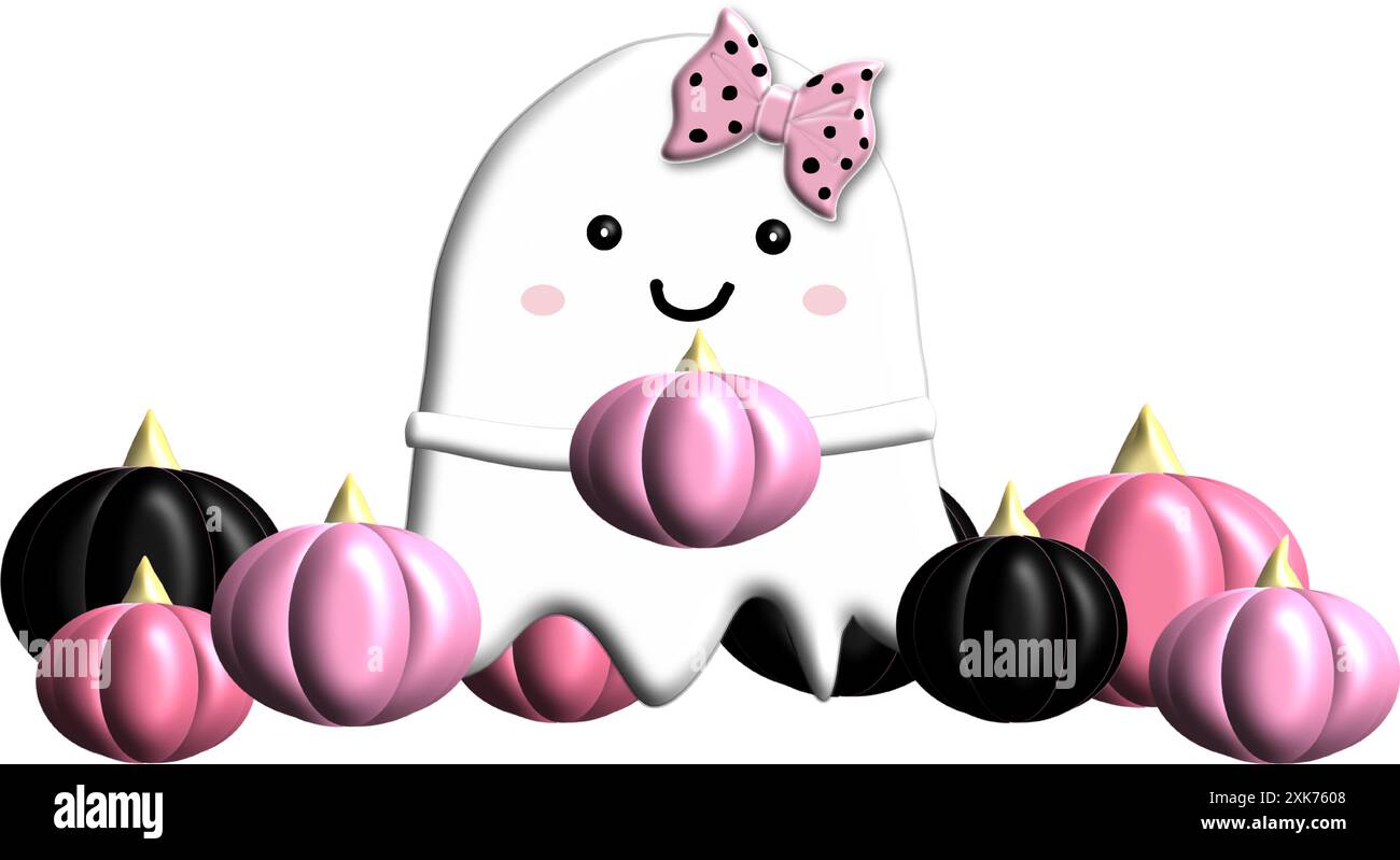 group of pumpkin and ghost - little ghost - pink colors - Halloween ...