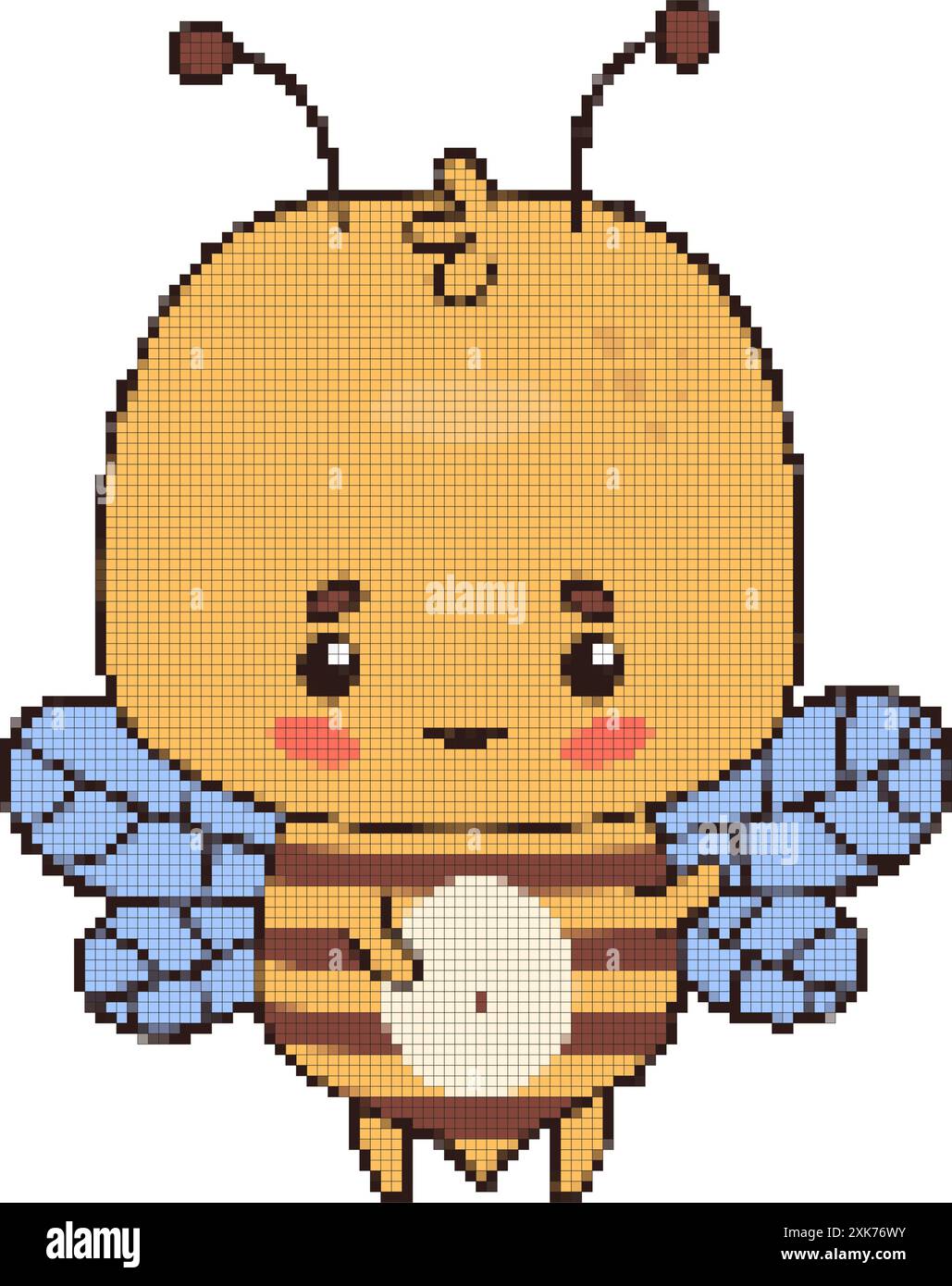 Cute bee pixelation. Funny pixel-art insect character. Vector blocky ...