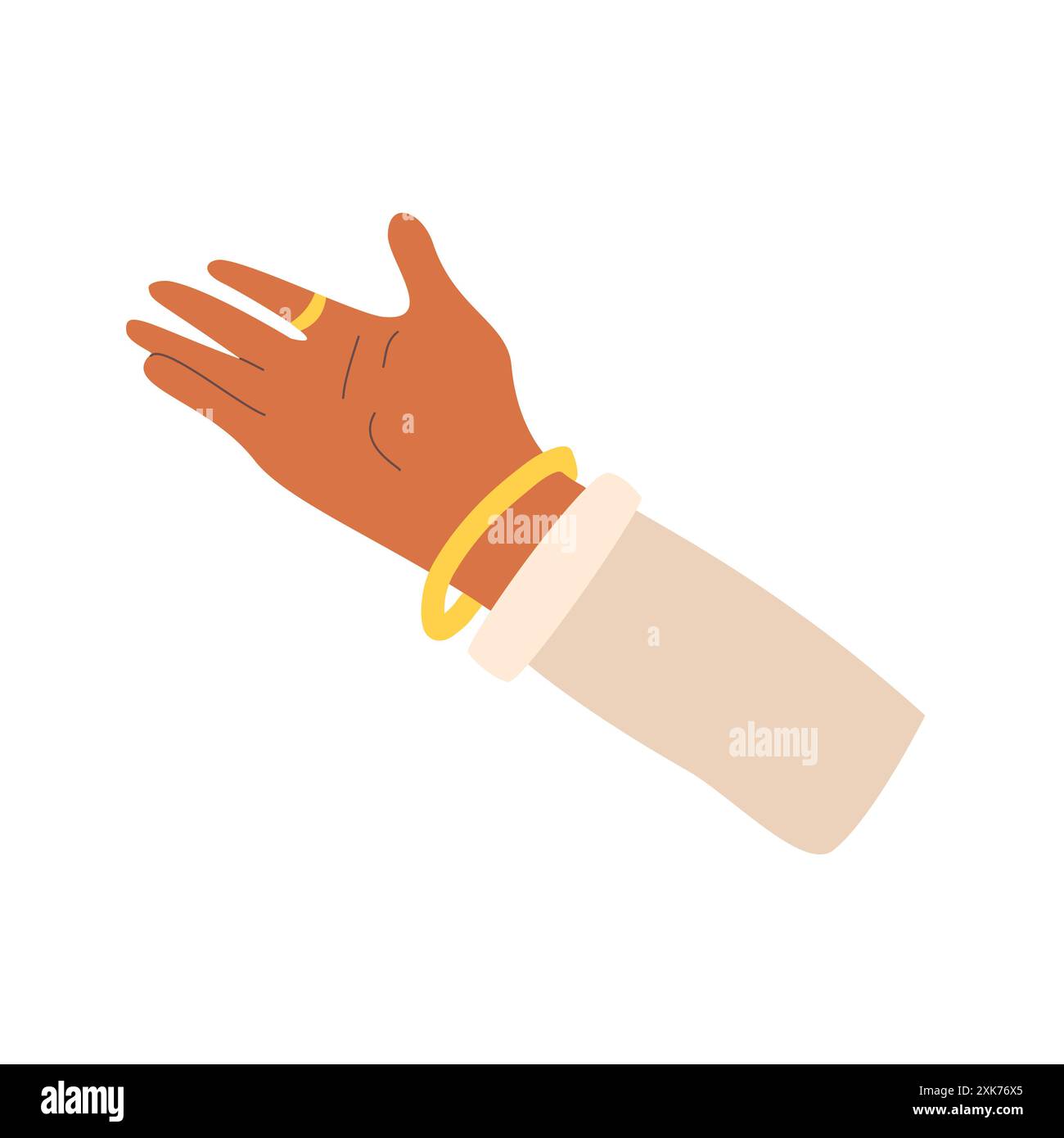 Hand isolated on white background. Female open palm. Vector hand drawn ...