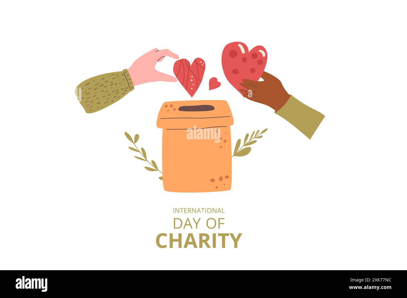 International day of charity template. Donation box emblem. Vector flat ...
