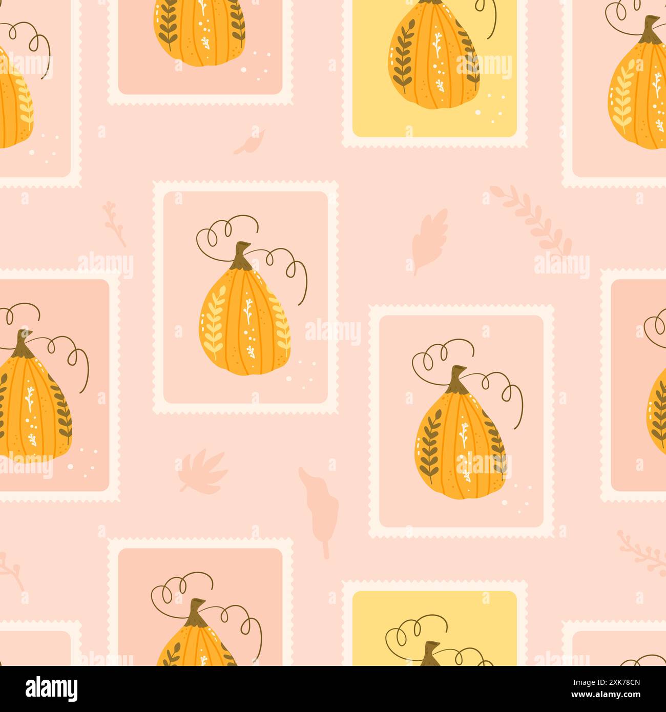 Winter squash seamless pattern. Bento box pumpkin repeat background ...