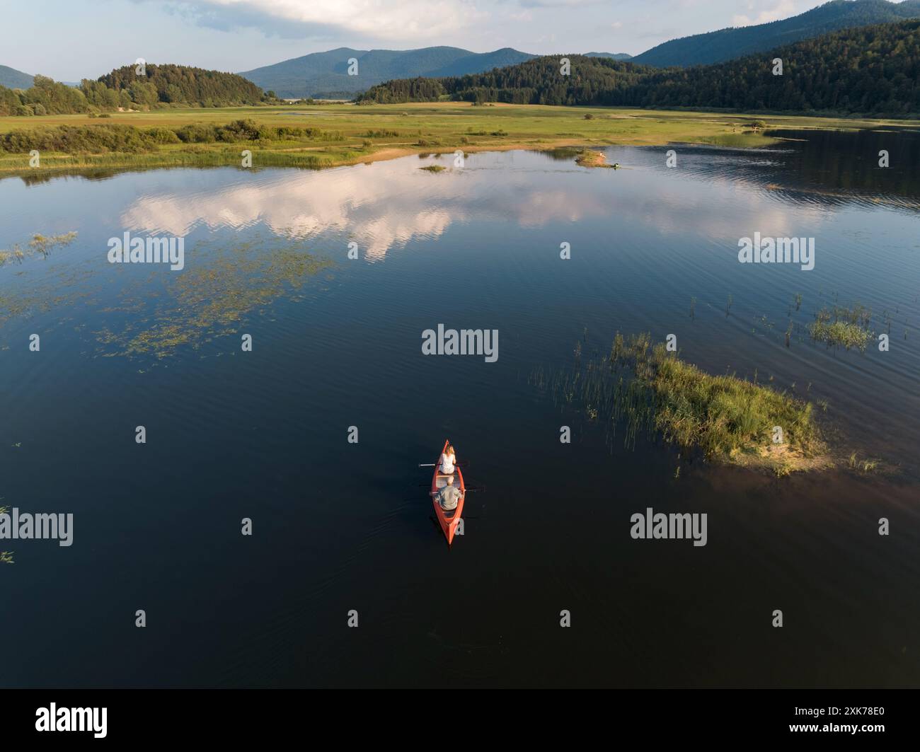 Canoe on lake aerial shot hi-res stock photography and images - Alamy