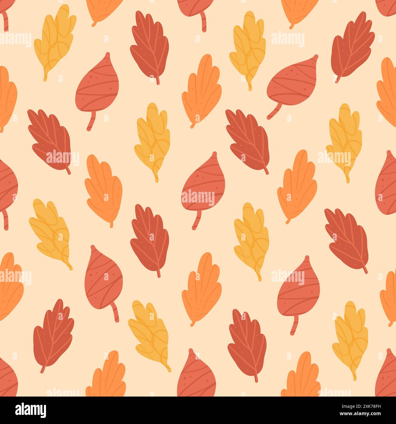 Autumn seamless pattern. Fall forest red leaves repeat background ...