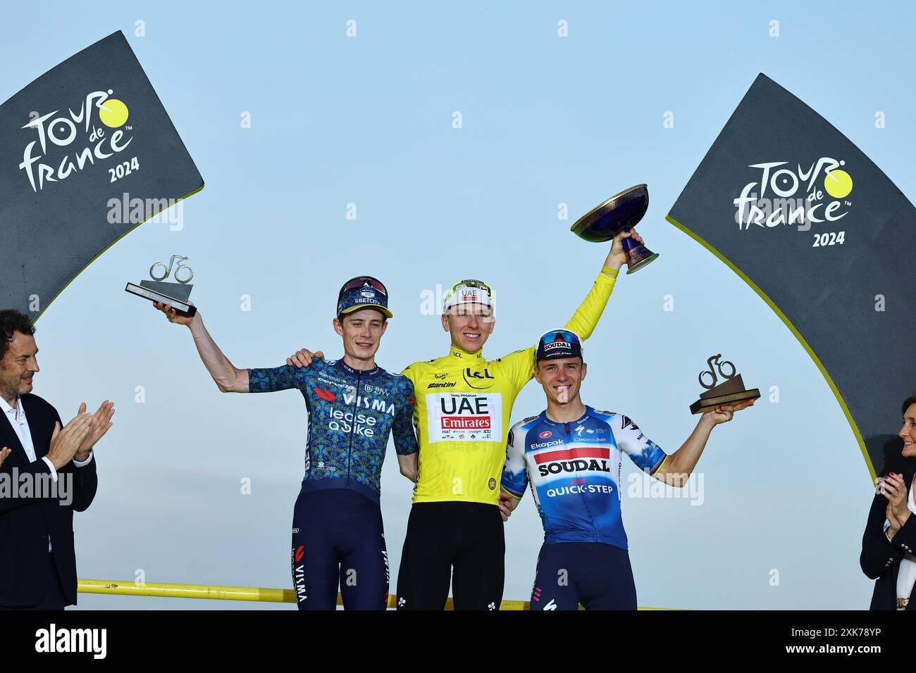 Nice, France. 21st July, 2024. Belgian Remco Evenepoel of Soudal Quick ...